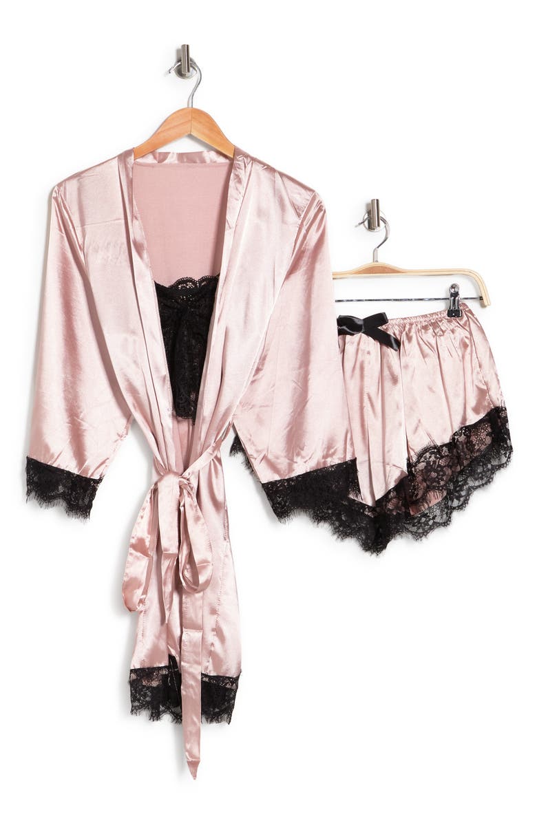 EAG Satin Chiffon Lace Pajama & Robe Set | Nordstromrack