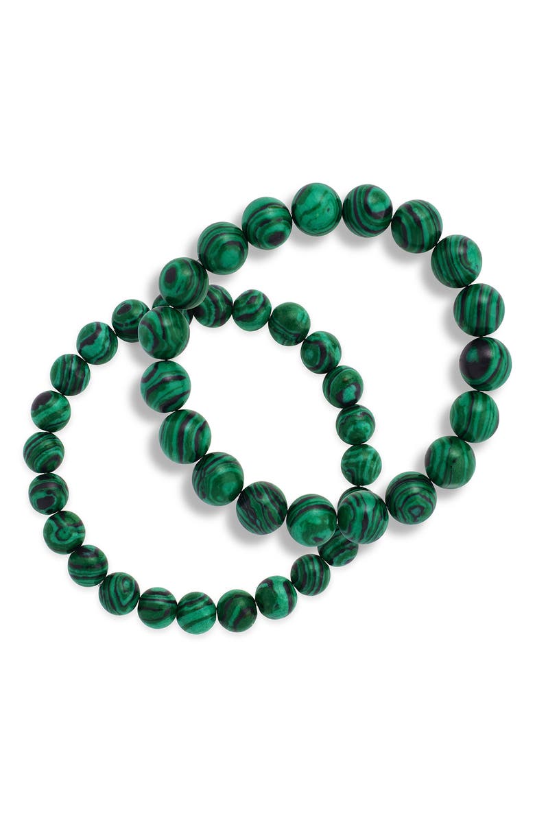 Sterling Forever Set of 2 Malachite Stone Beaded Bracelets | Nordstromrack