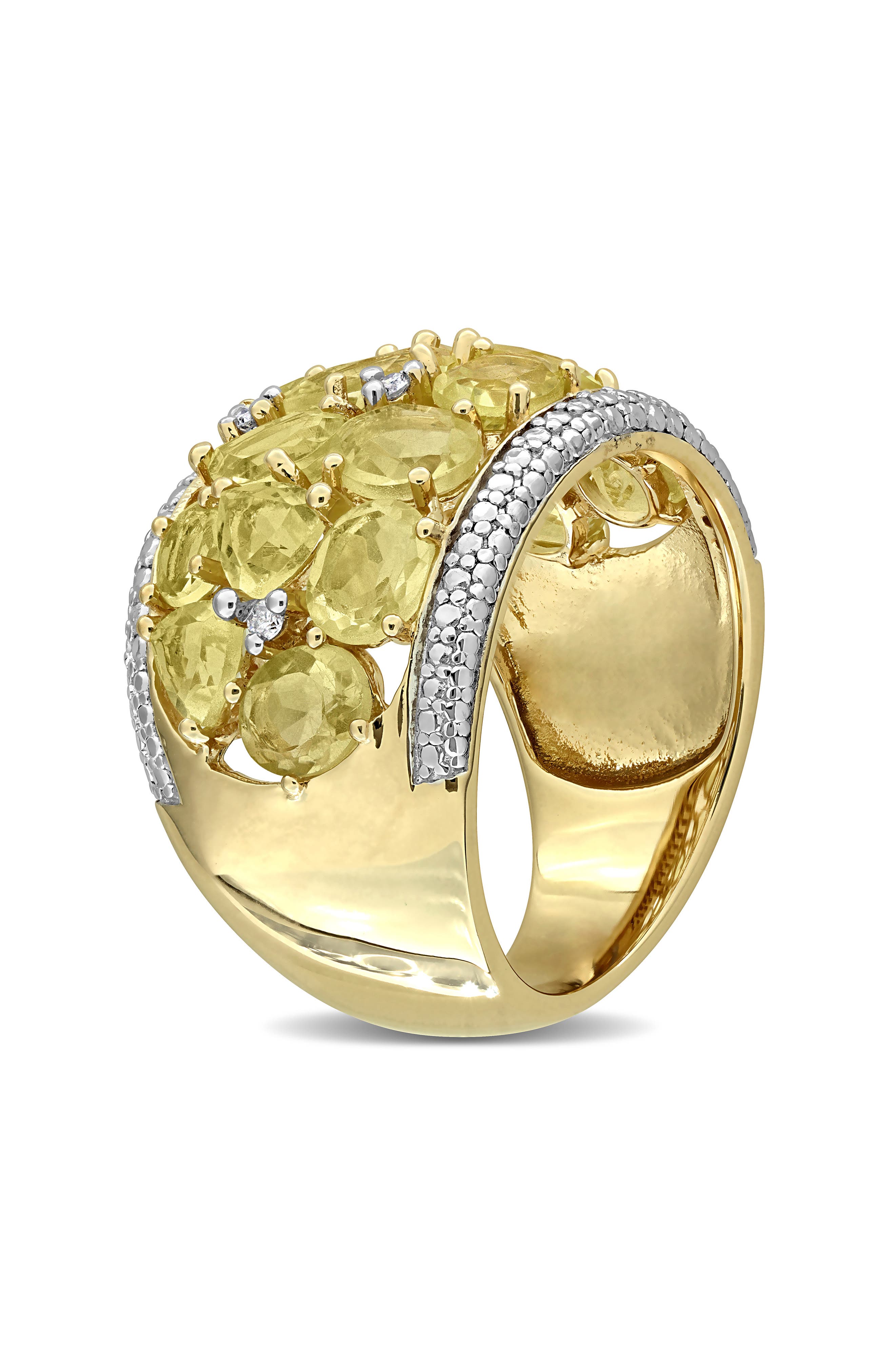 DELMAR Lemon Quartz & Diamond Wide Band Ring | Nordstromrack