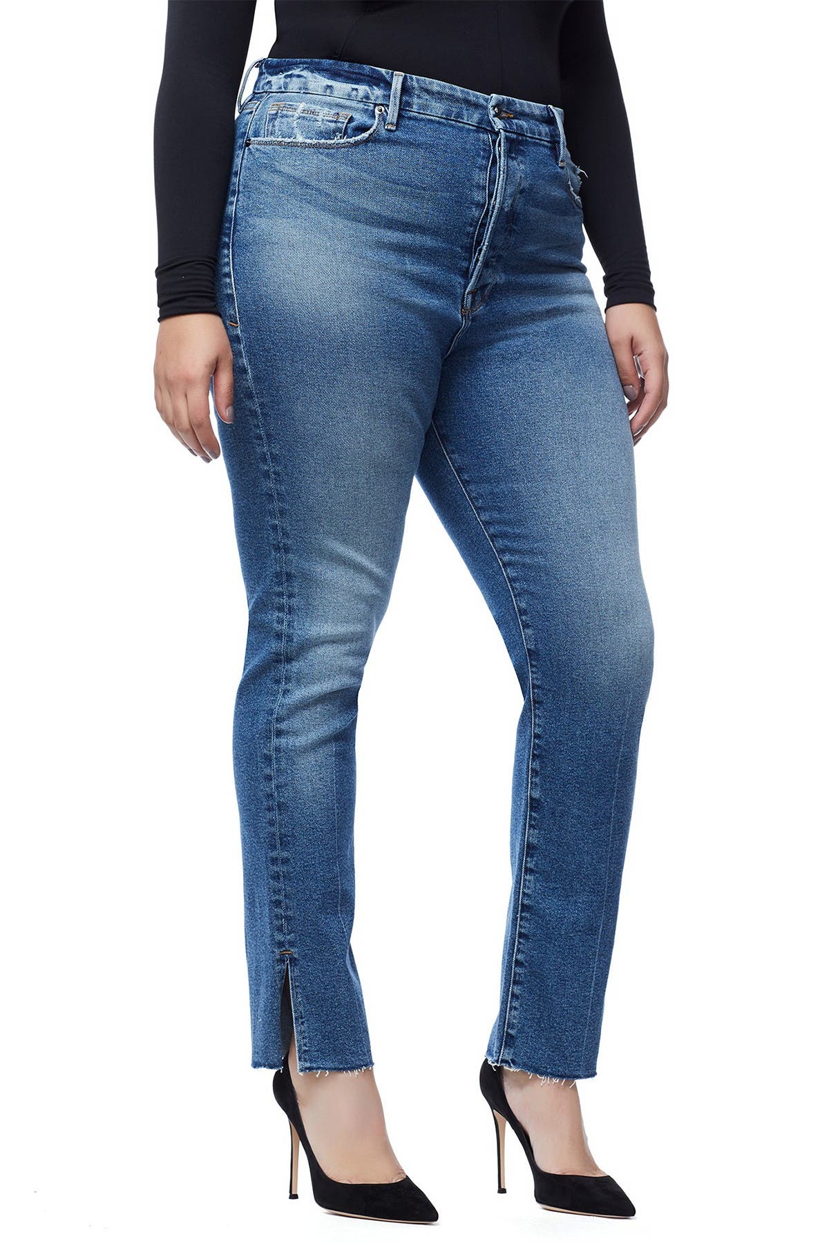 Good American Good Boy Raw Edge Straight Leg Jeans | Nordstromrack