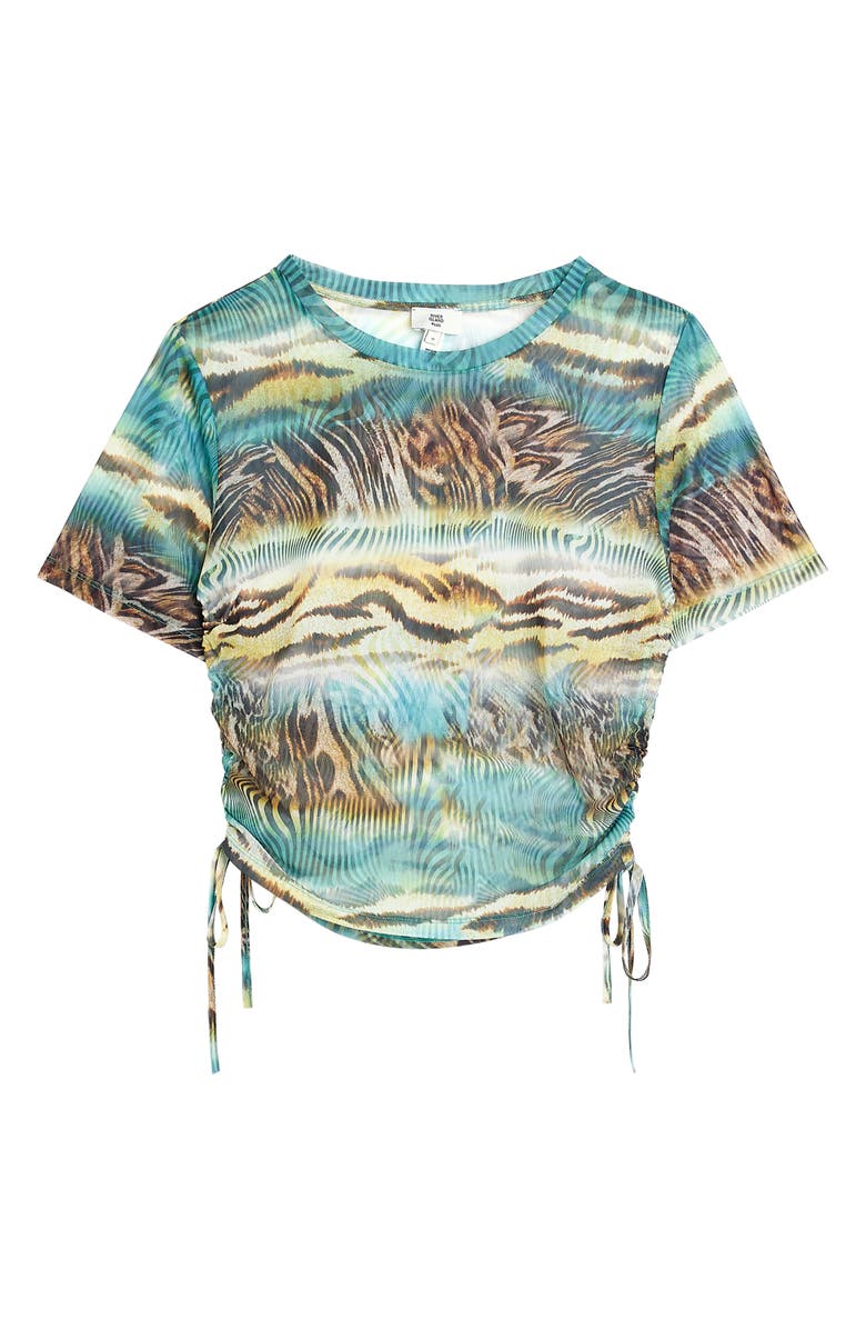 River Island Animal Print Ruched Side Mesh Top | Nordstromrack