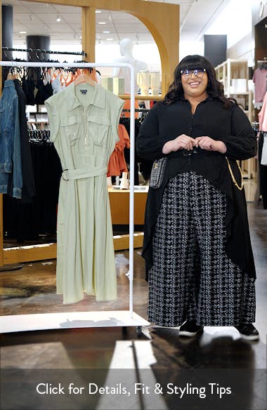 City Chic Cap Sleeve Utility Zip Midi Shirtdress | Nordstromrack