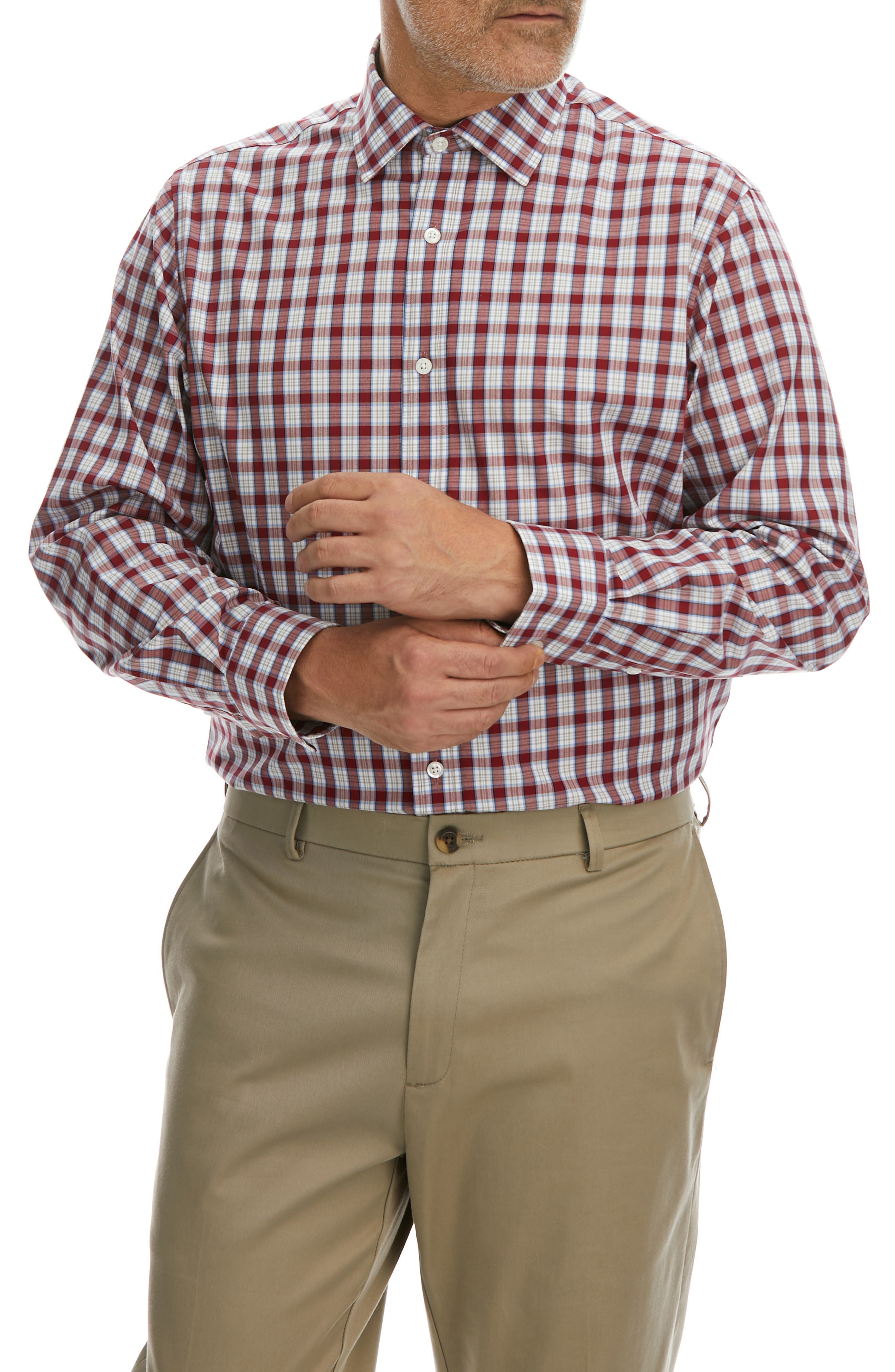 HAGGAR Classic Fit Premium Comfort Plaid Dress Shirt | Nordstromrack