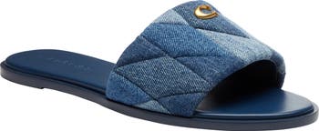 COACH Holly Quilted Patchwork Denim Slide Sandal (Women) | Nordstrom