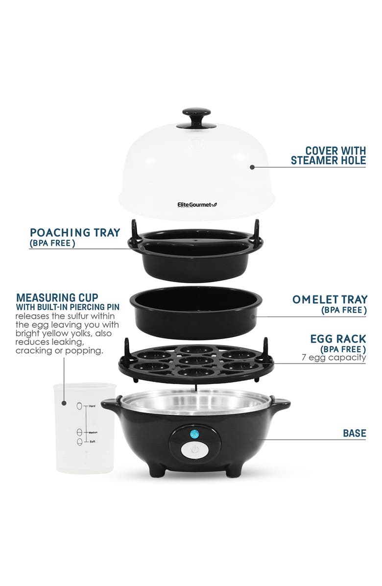 MAXI-MATIC Elite Cuisine Automatic Easy 7-Egg Cooker - Black ...