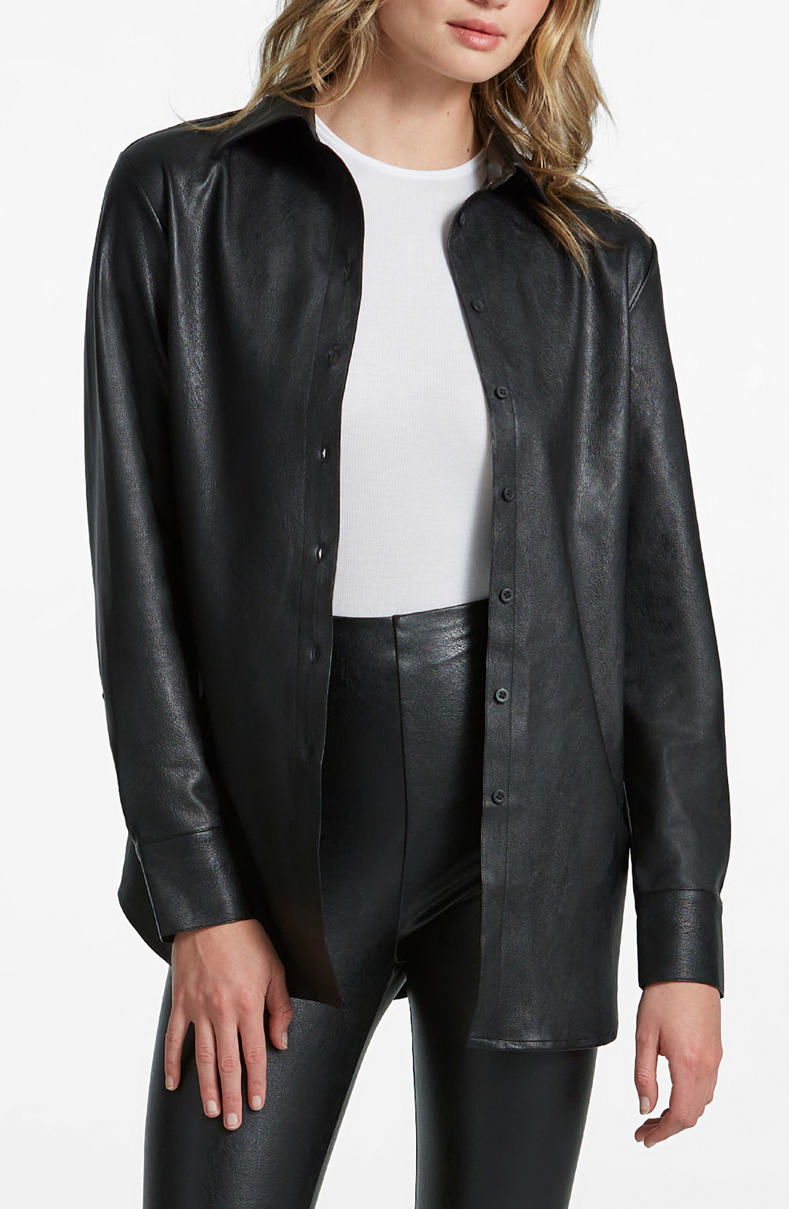 Commando Oversize Faux Leather Button-Up Shirt | Nordstromrack