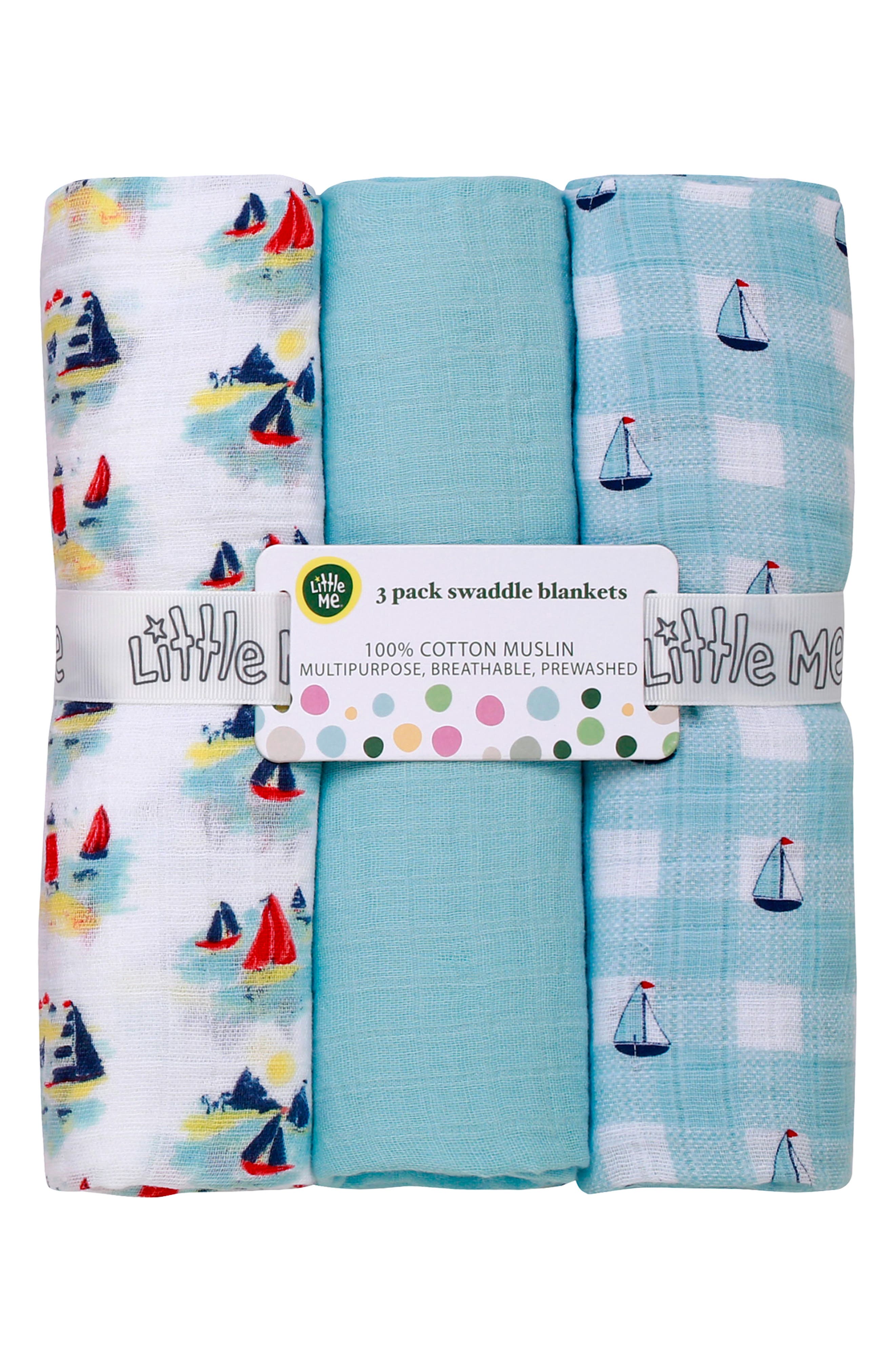 Little Me 3-Pack Cotton Muslin Swaddle Blankets | Nordstromrack