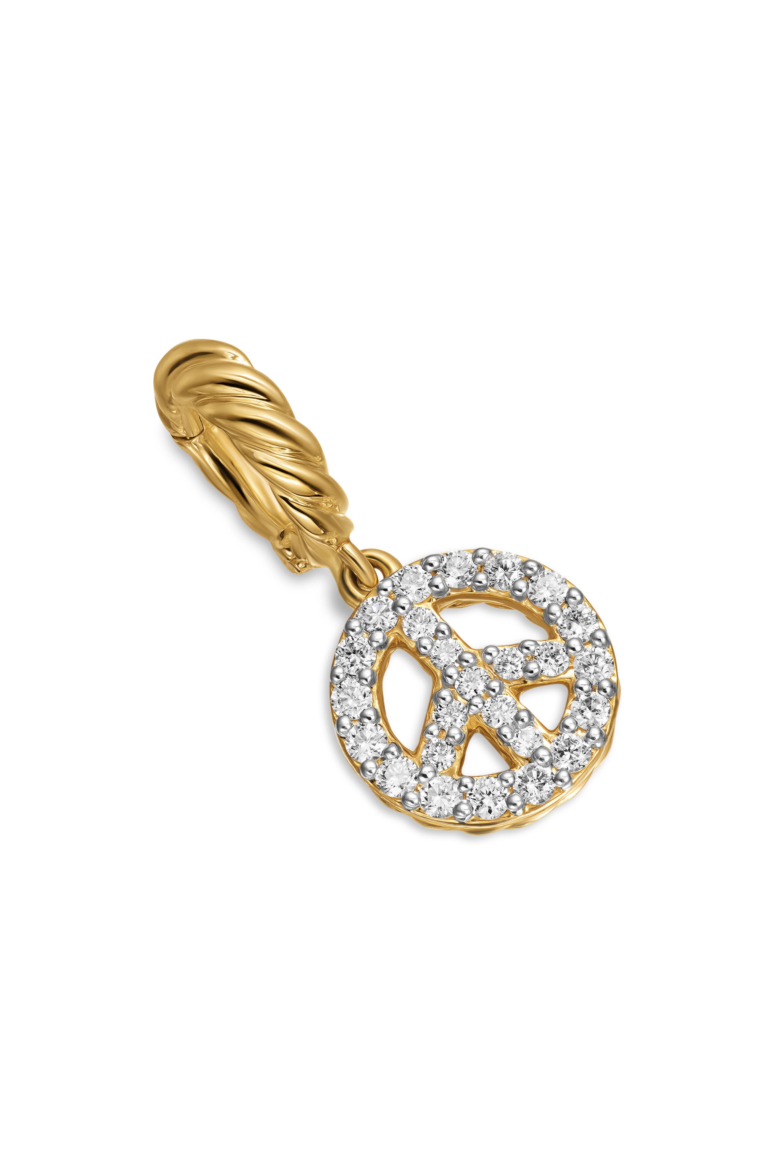 David Yurman Micro Pavé Peace Sign Enhancer in 18K Yellow Gold with ...