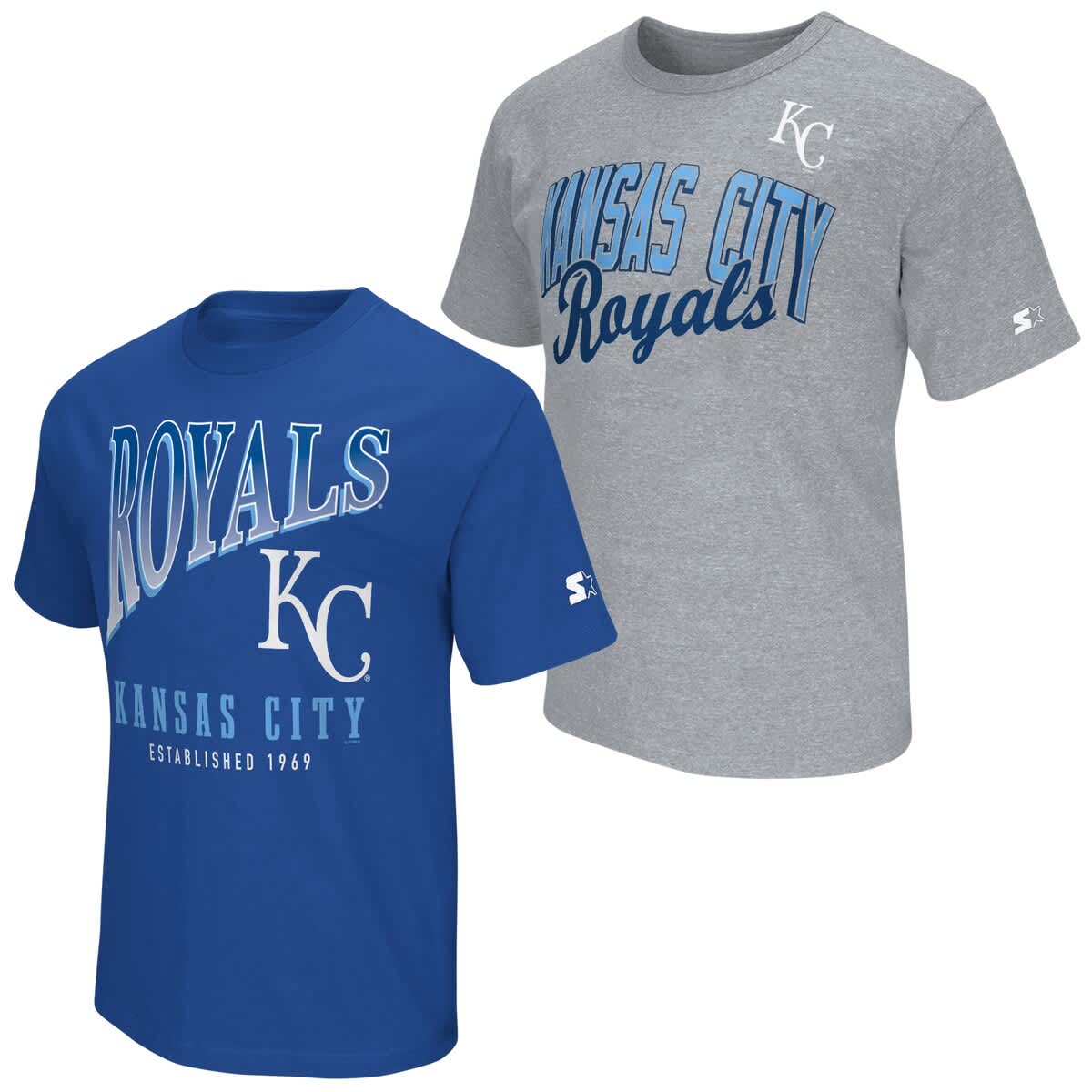 STARTER Men's Starter Royal/Heather Gray Kansas City Royals Two-Pack T ...