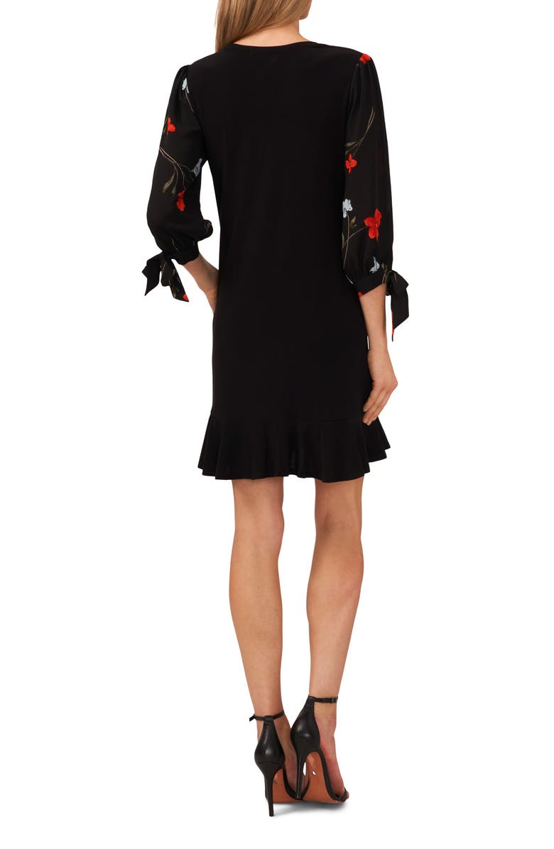 CeCe Mixed Media Tie Sleeve Knit Dress | Nordstromrack