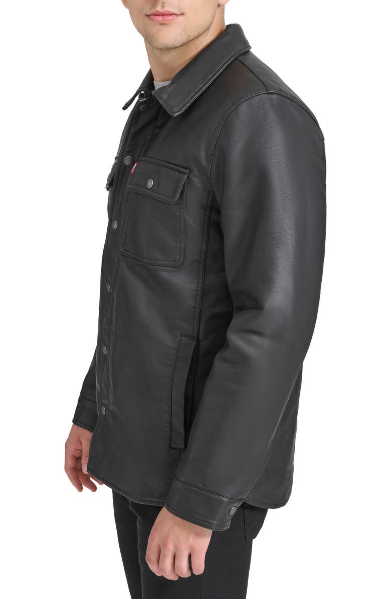 Levi's® Faux Shearling Lined Faux Leather Shacket | Nordstromrack