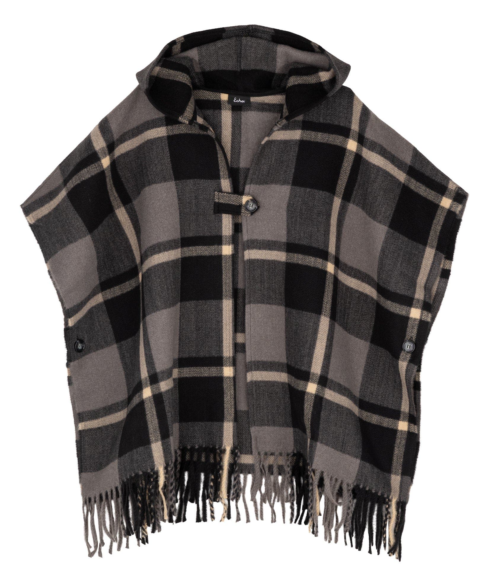 Echo Windowpane Hooded Ruana | Nordstrom