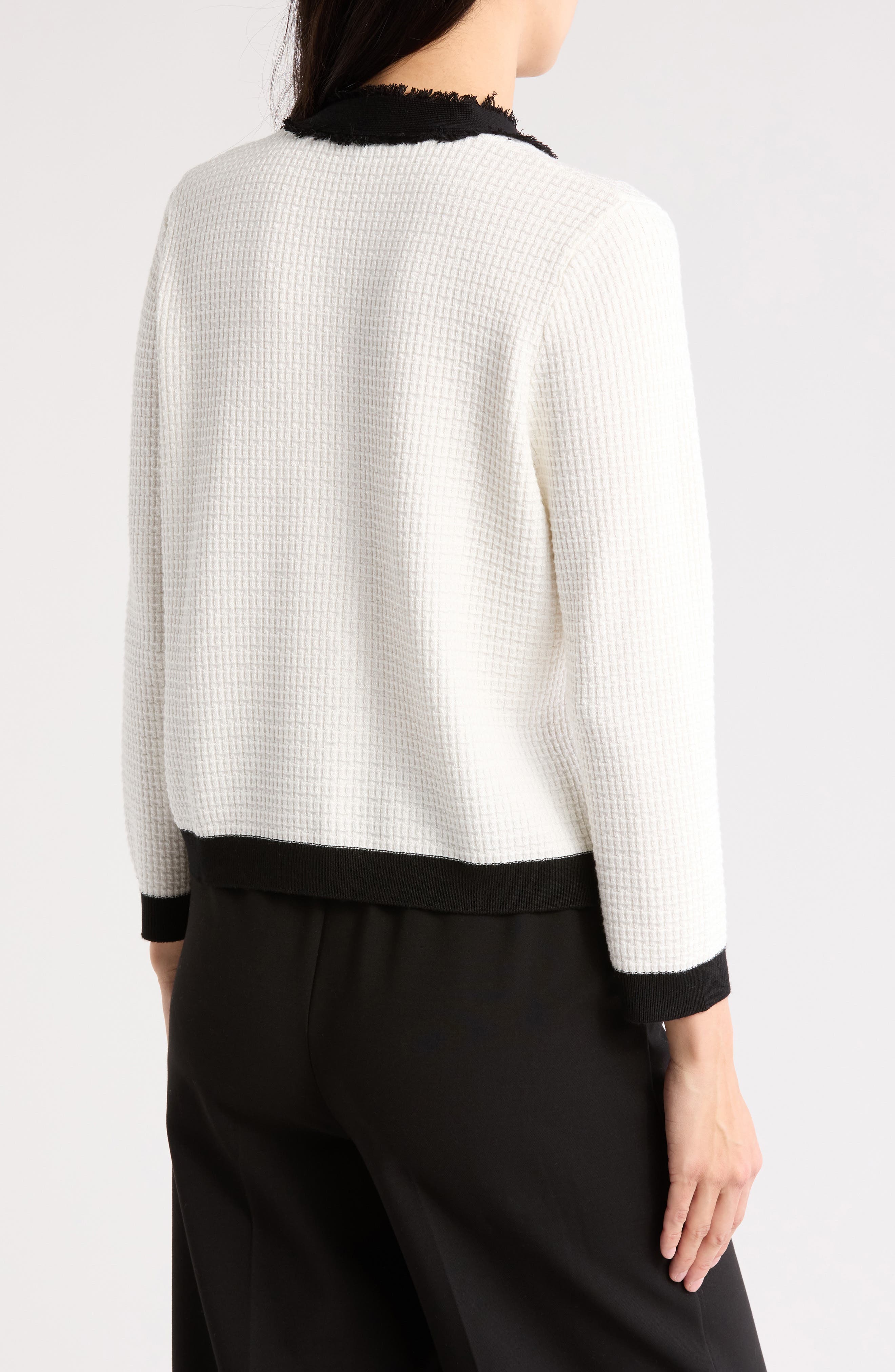 Adrianna Papell Frayed Edge Colorblock Crop Cardigan | Nordstromrack