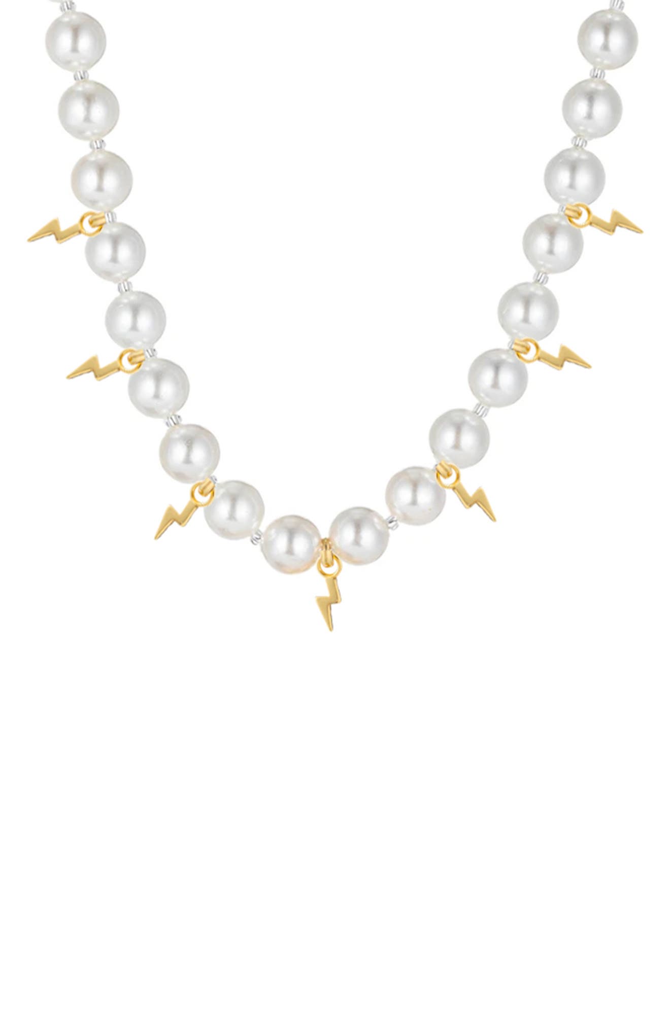 EYE CANDY LOS ANGELES Faith Lightning Bolt Charm 6mm Shell Pearl ...