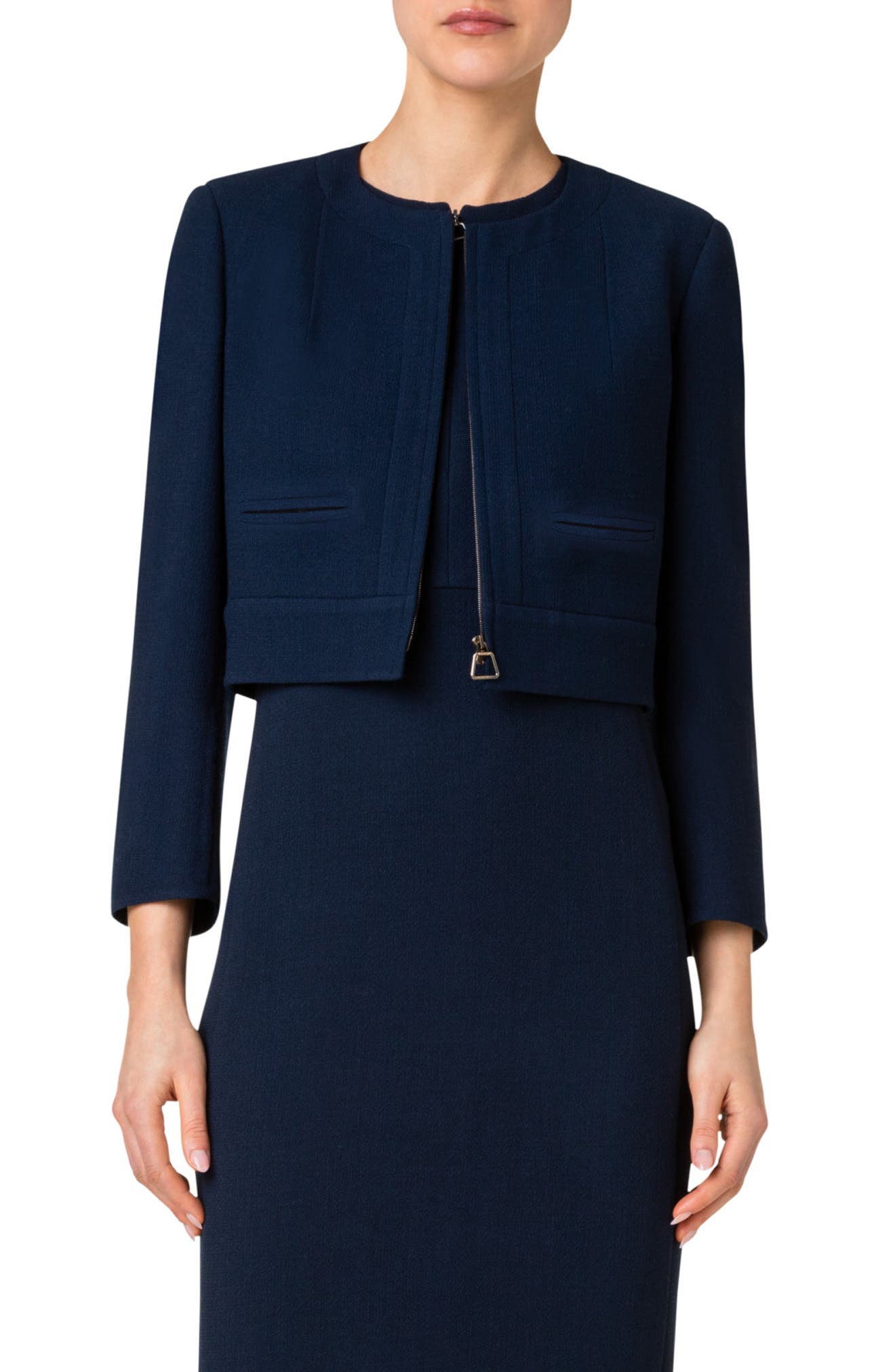 Akris Piet Double Face Wool Crepe Crop Jacket | Nordstromrack