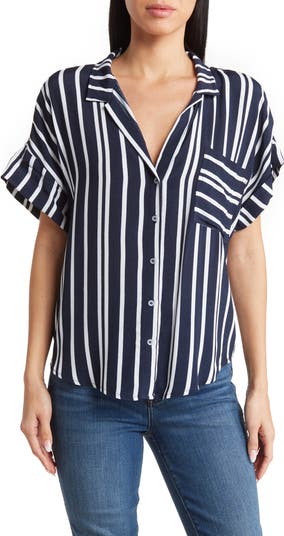Matty M Stripe Woven Button Front Top | Nordstromrack