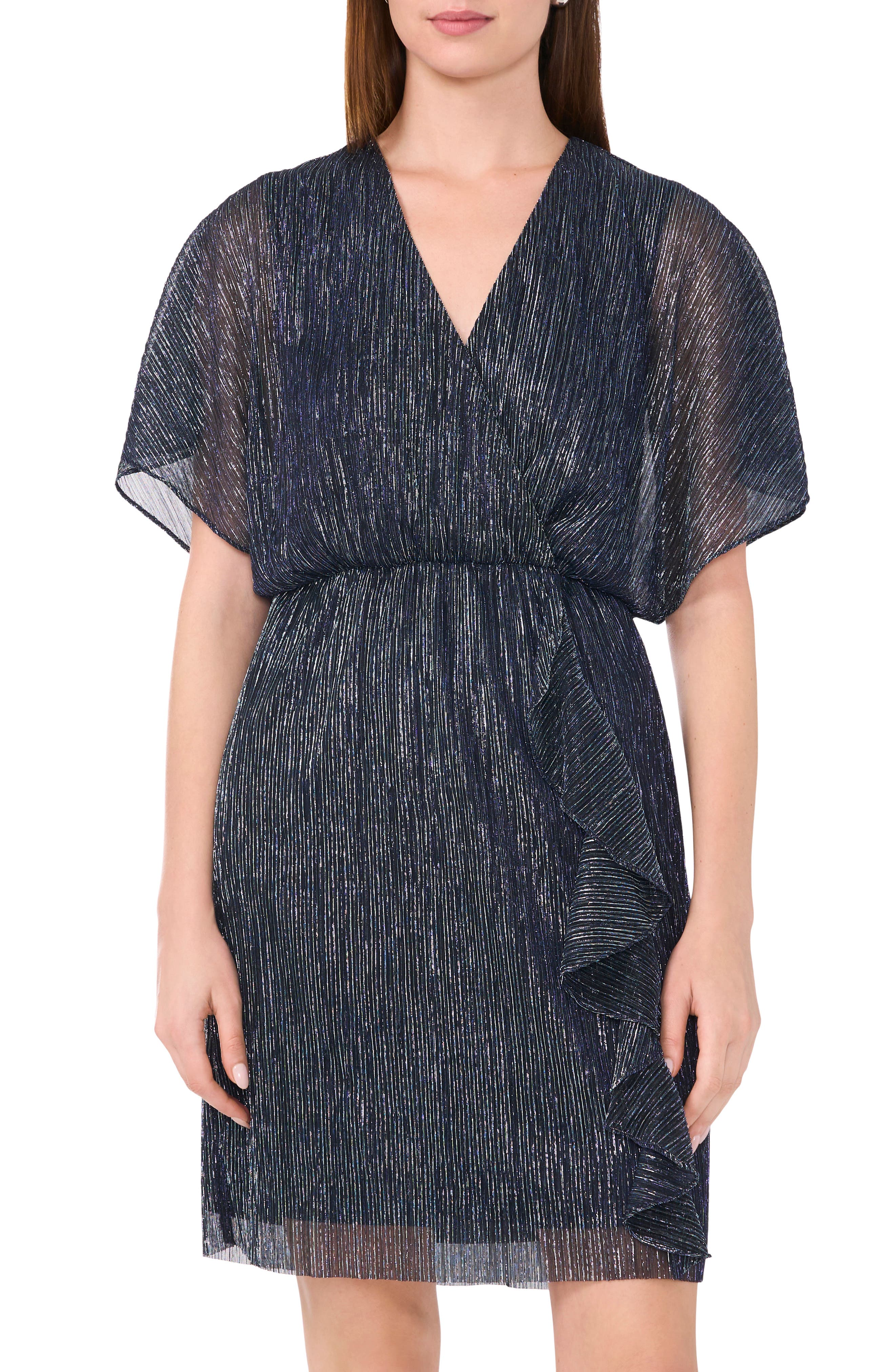 Halogen® Ruffle Front Metallic Dress | Nordstromrack
