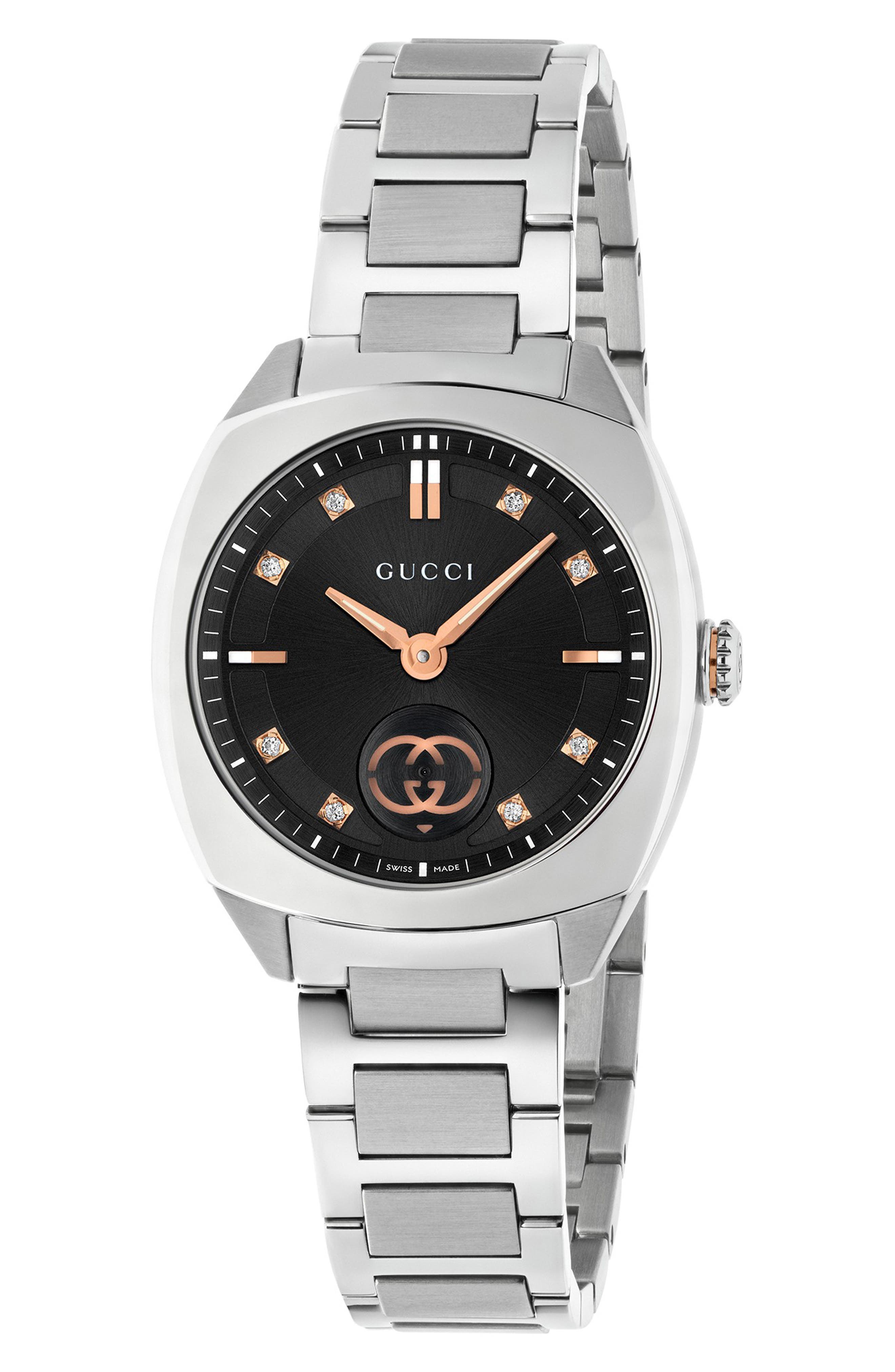 Interlocking Logo Diamond Dial Watch, 29mm | Nordstrom