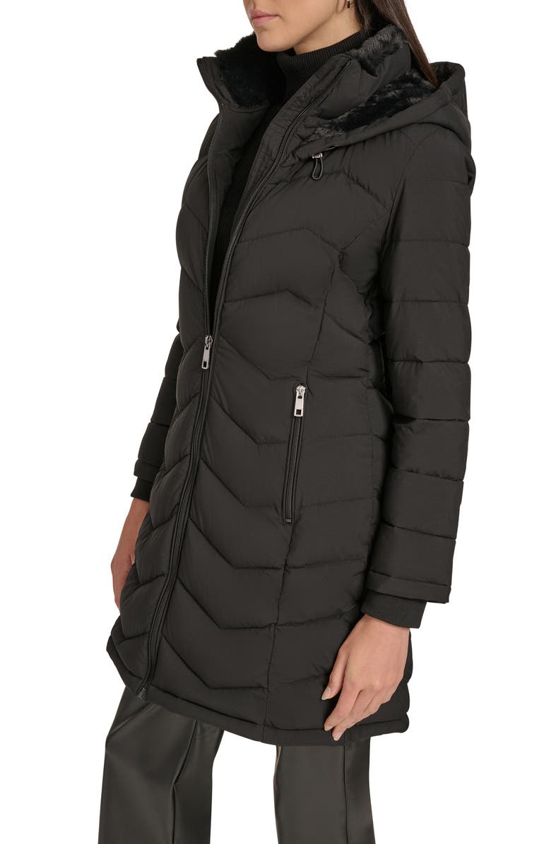 Calvin Klein Matte Stretch Hooded Chevron Quilted Jacket | Nordstromrack