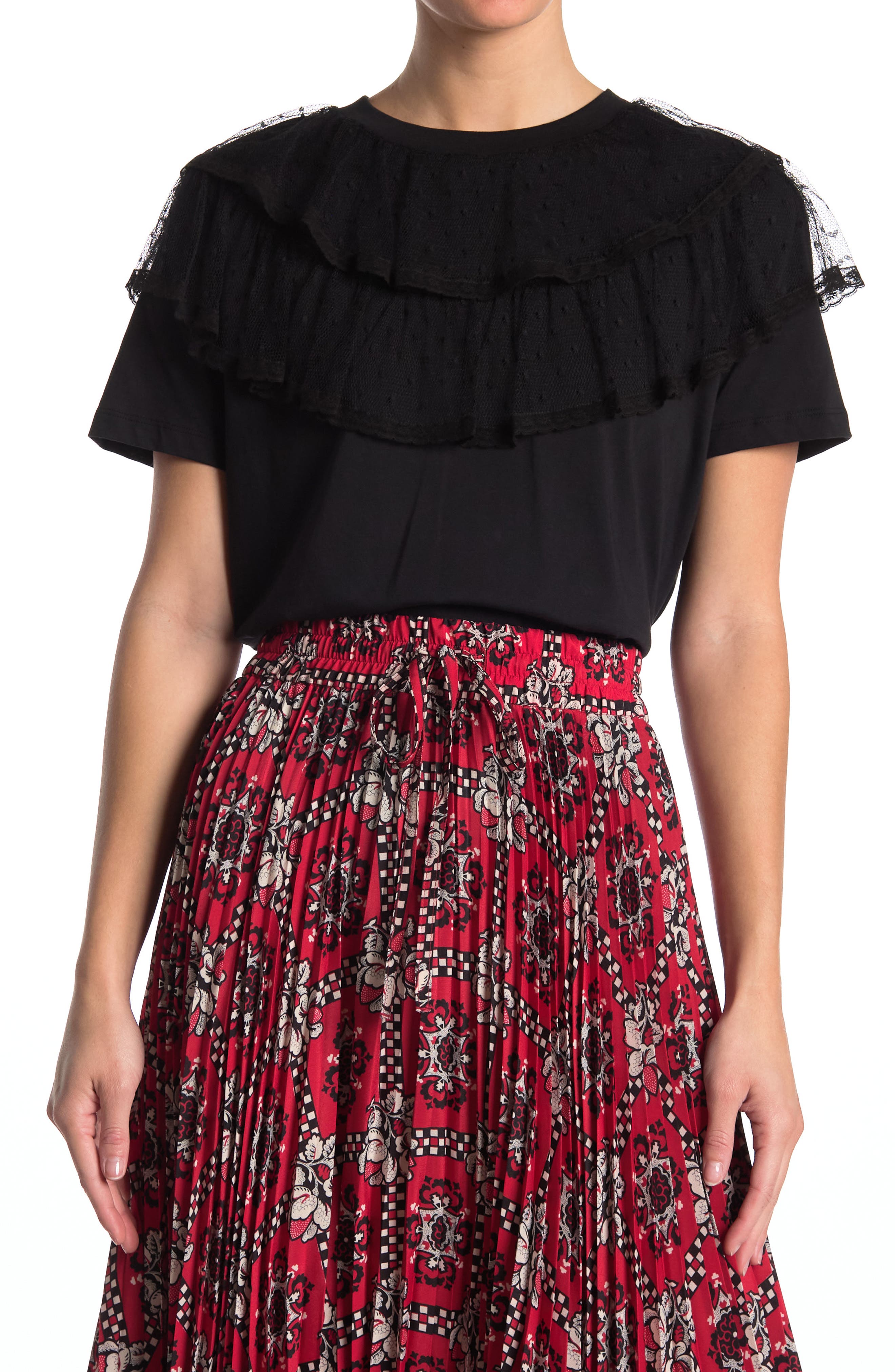 RED Valentino Lace Ruffle T-Shirt | Nordstromrack