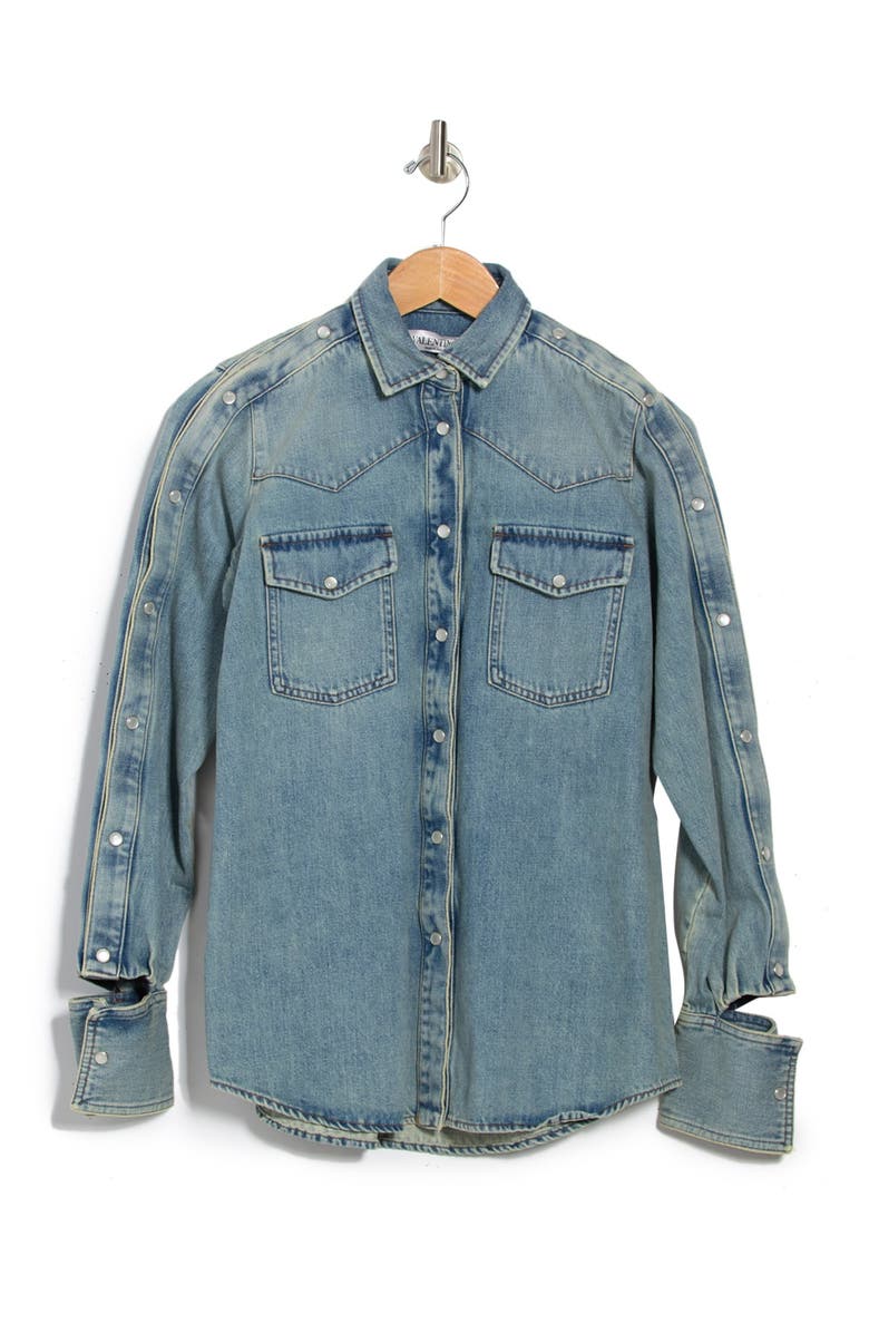 Valentino Snap Button Sleeve Denim Shirt | Nordstromrack
