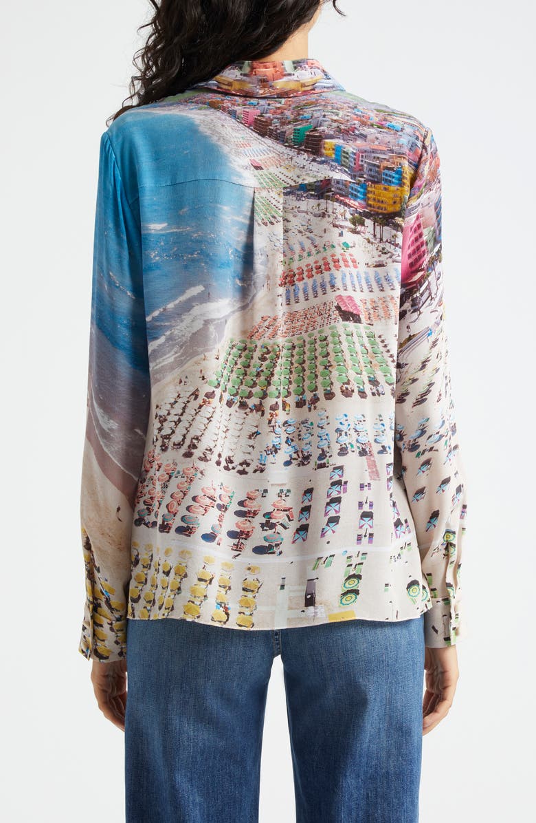 Alice + Olivia Willa Beach Print Silk Button-Up Shirt | Nordstromrack
