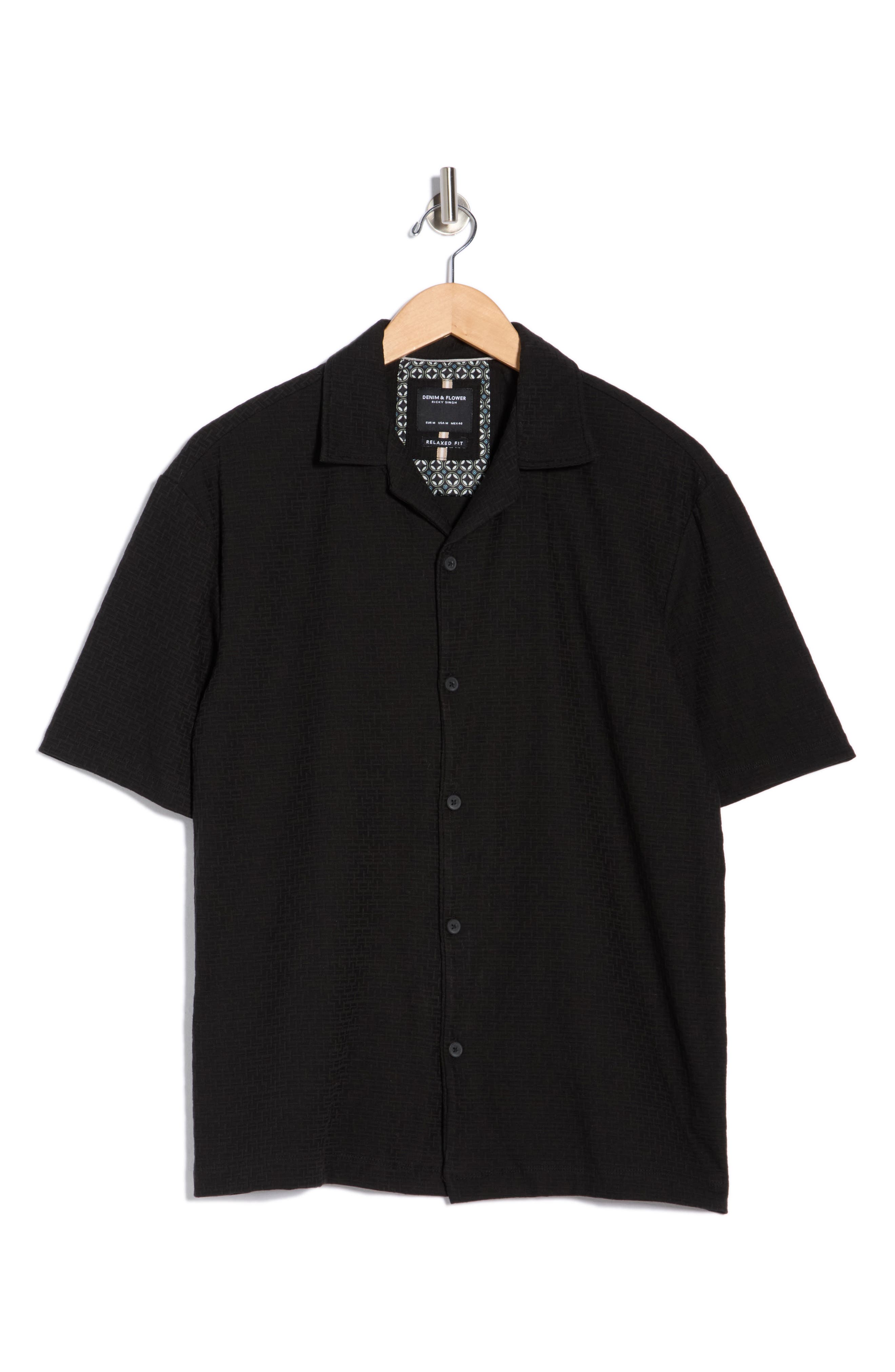 DENIM AND FLOWER Textured Knit Camp Shirt | Nordstromrack