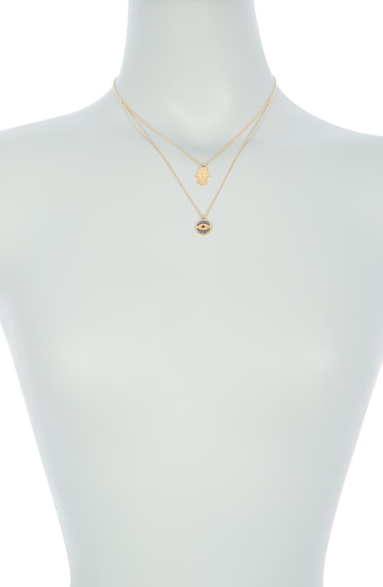 Judith Ripka 14k Gold Clad La Petite Double Chain Evil Eye Gemstone ...