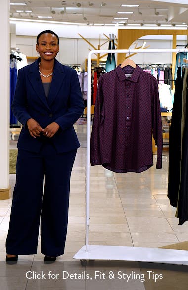 Bugatchi Jimmy OoohCotton® Geo Pattern Button-Up Shirt | Nordstromrack