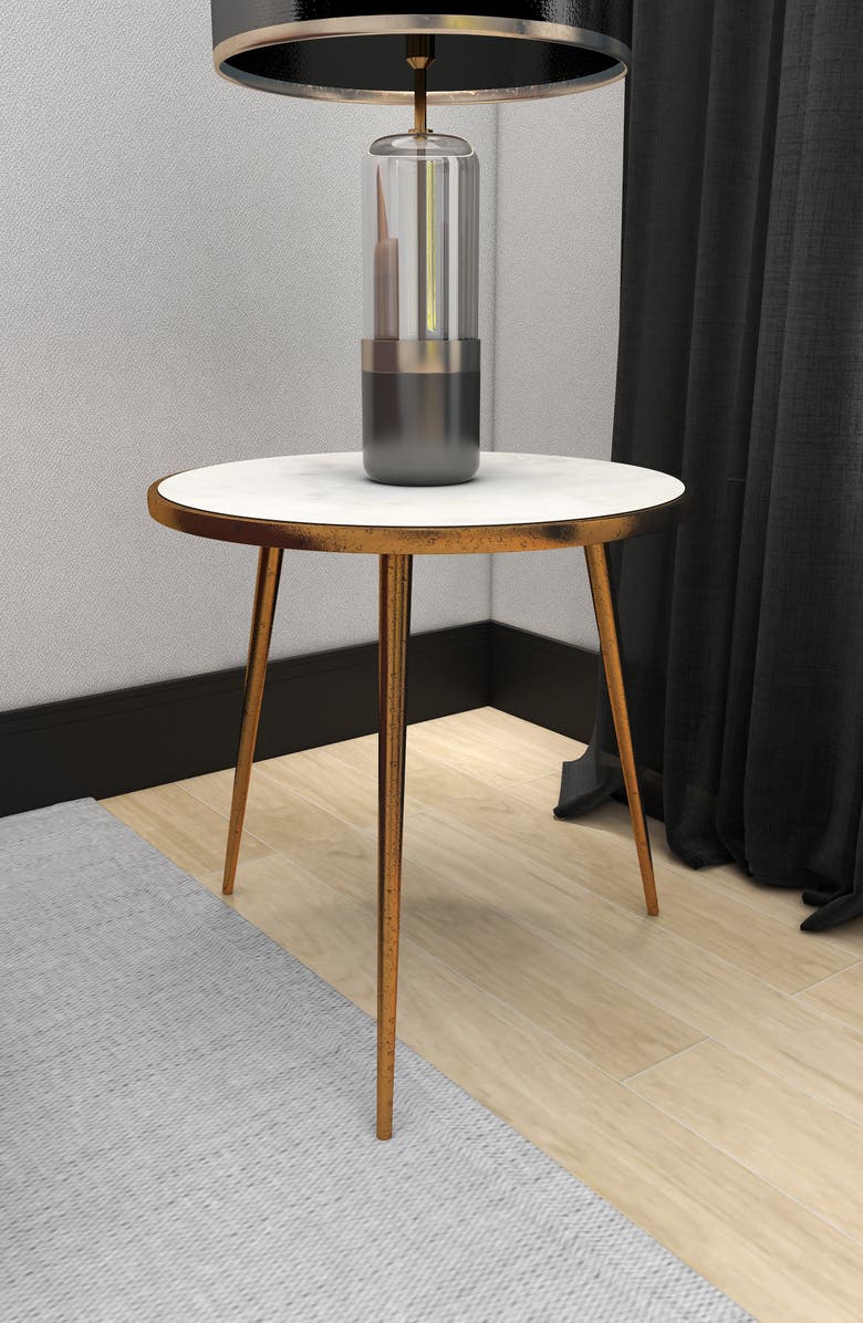 GINGER BIRCH STUDIO Goldtone Marble Accent Table | Nordstromrack