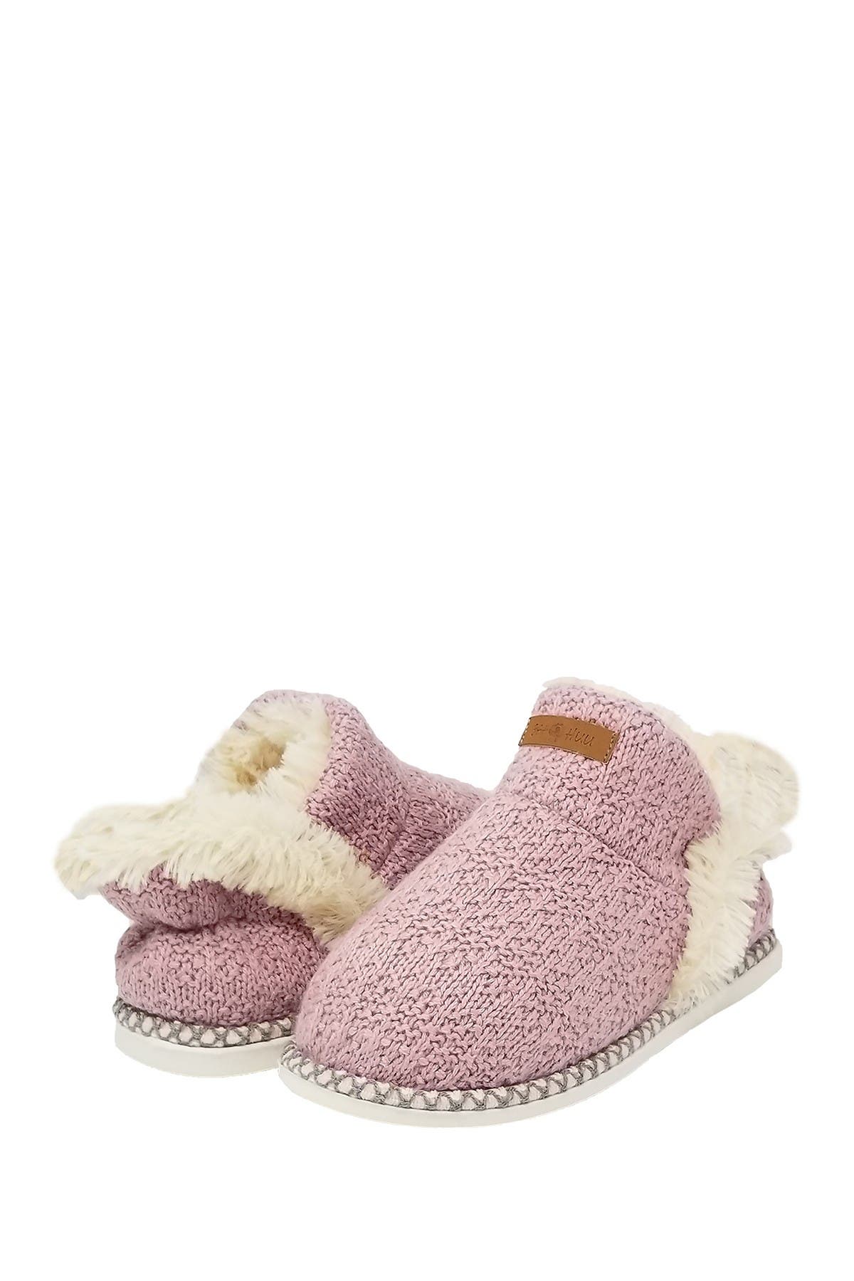 GAAHUU Textured Knit Faux Fur Ankle Slipper Boot | Nordstromrack