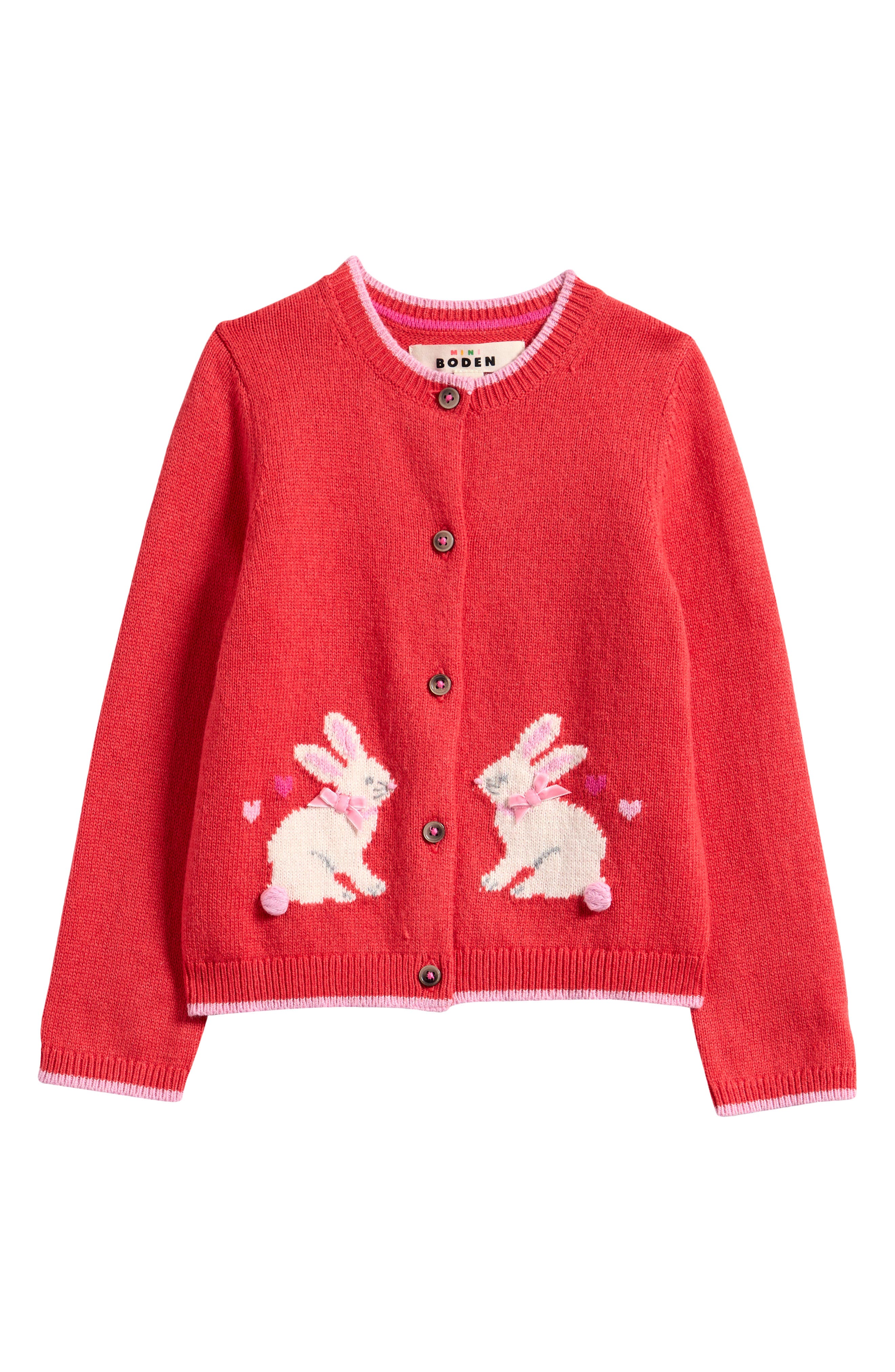 Mini Boden Kids' Intarsia Bunny Cotton Blend Cardigan | Nordstromrack