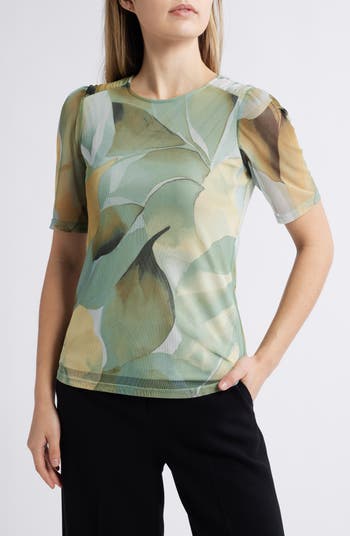 Anne Klein Abstract Print Mesh Top | Nordstrom