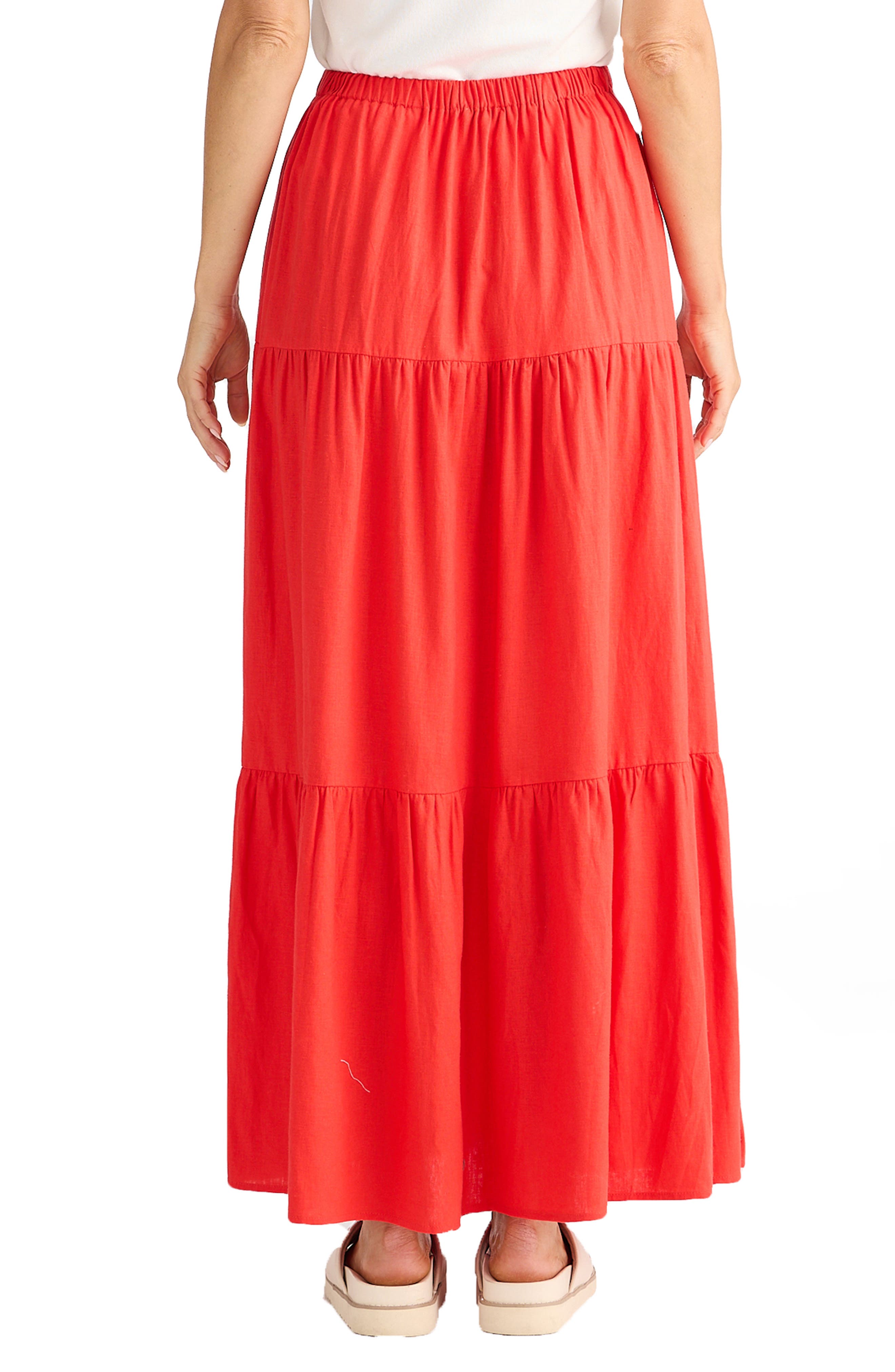 Brave+True Erini Tiered Linen Blend Maxi Skirt | Nordstrom