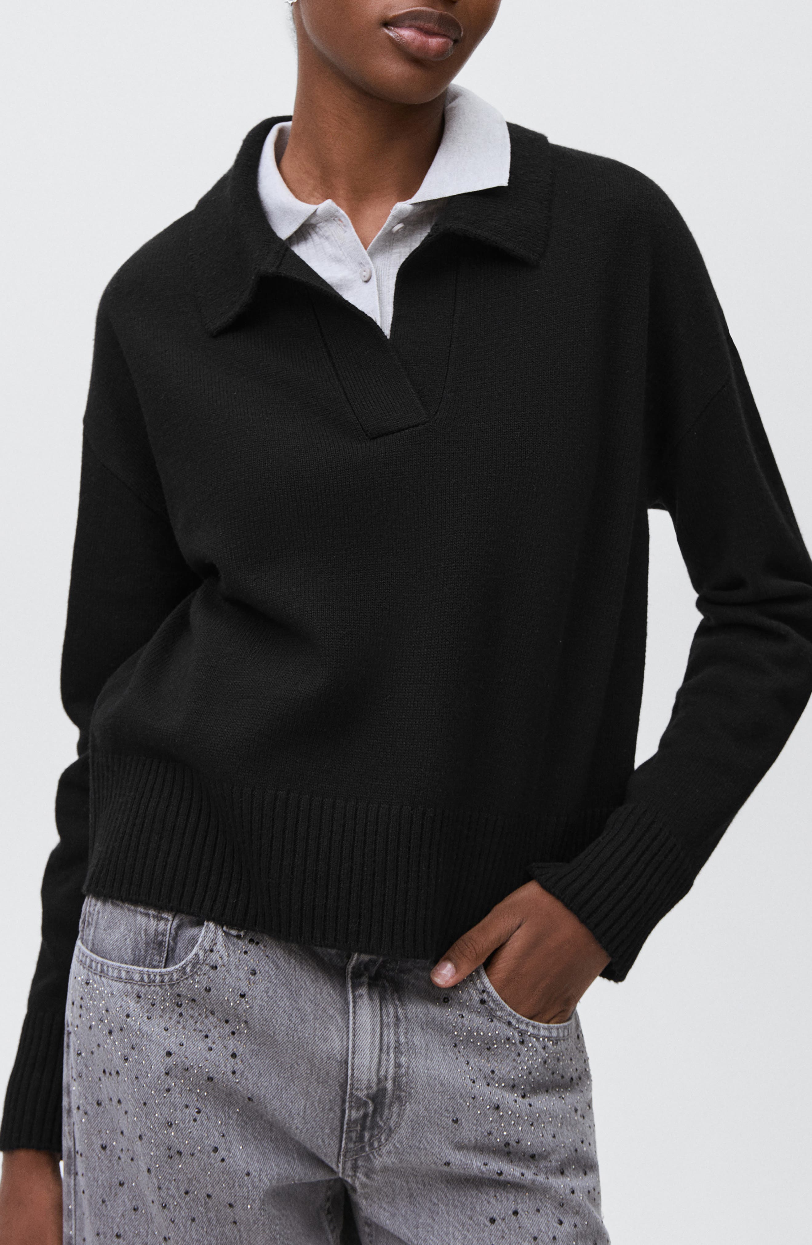 MANGO TEEN Johnny Collar Sweater | Nordstrom