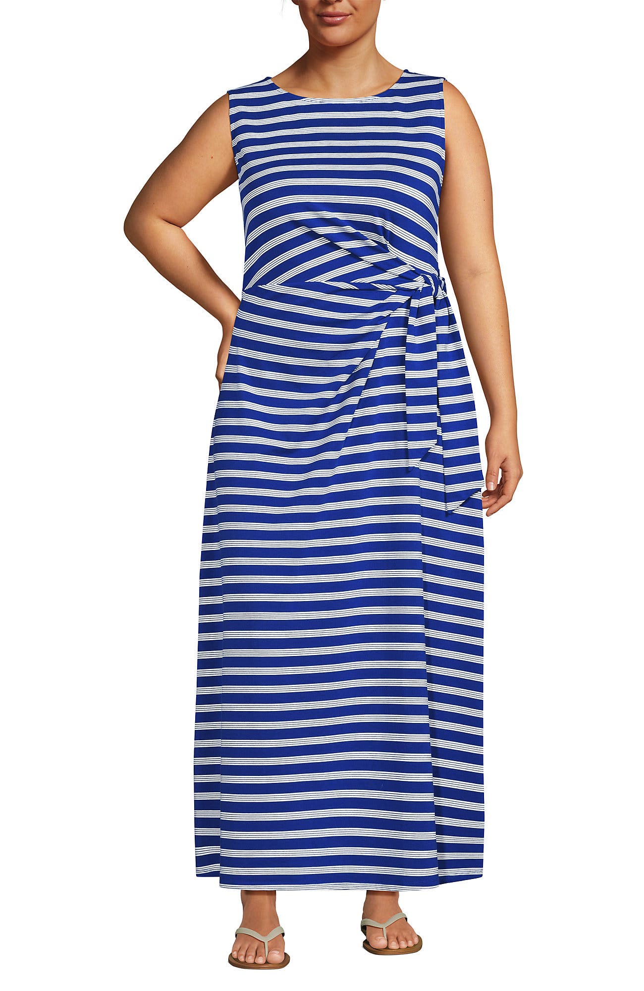 Lands' End Cotton Modal Sleeveless Tie Waist Maxi Dress (Women) | Nordstrom