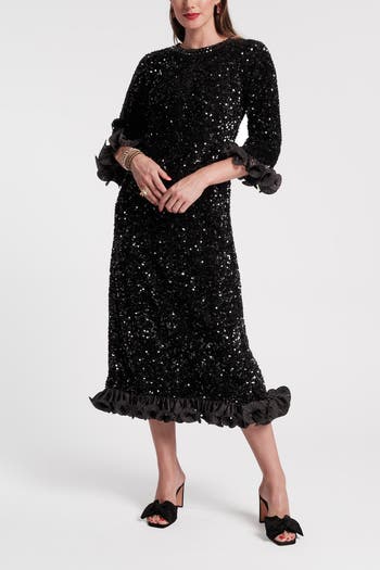 Frances Valentine Plaza Midi Dress Sequin Poly Satin | Nordstrom