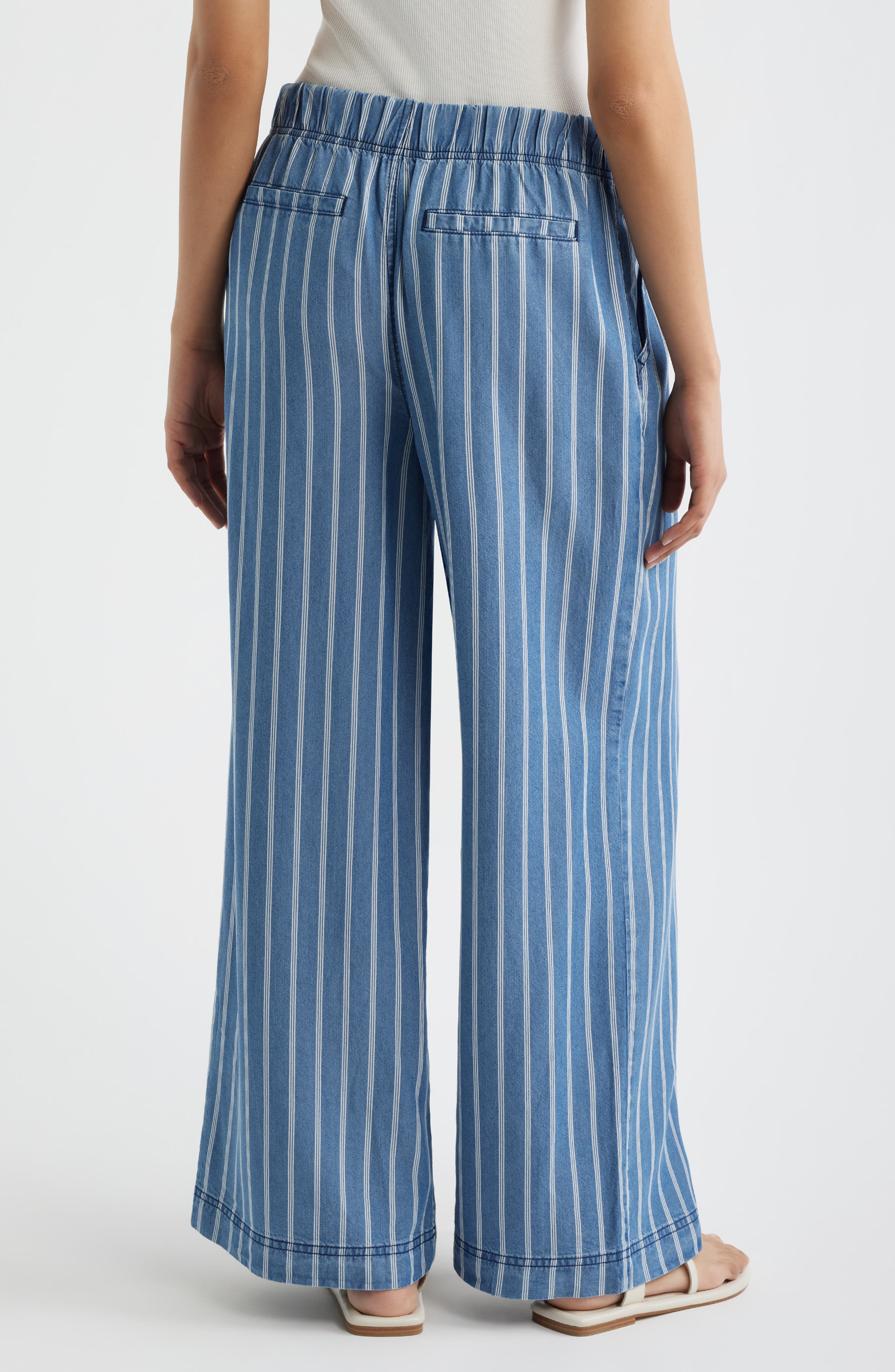 CITY BLUES Pleated Stripe Wide Leg Denim Pants | Nordstrom