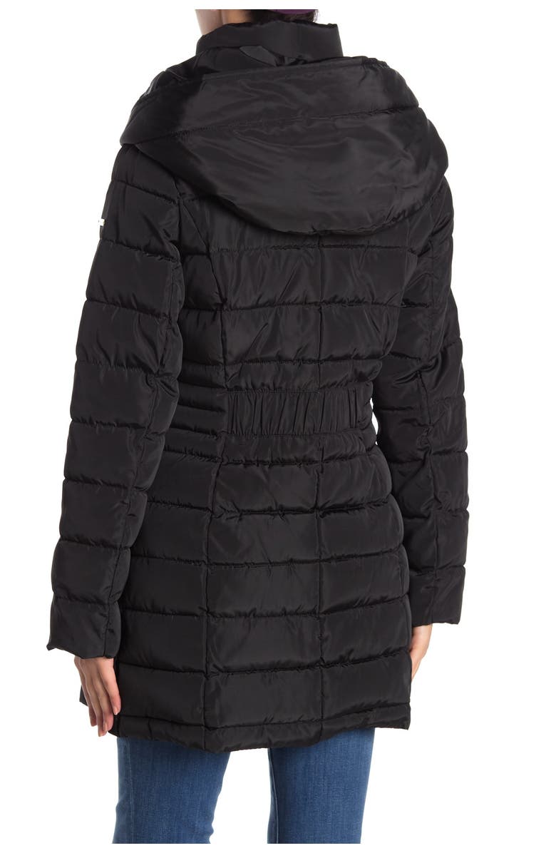 Laundry by Shelli Segal Faux Fur Accented Velvet Trimmed Bibbed Puffer ...