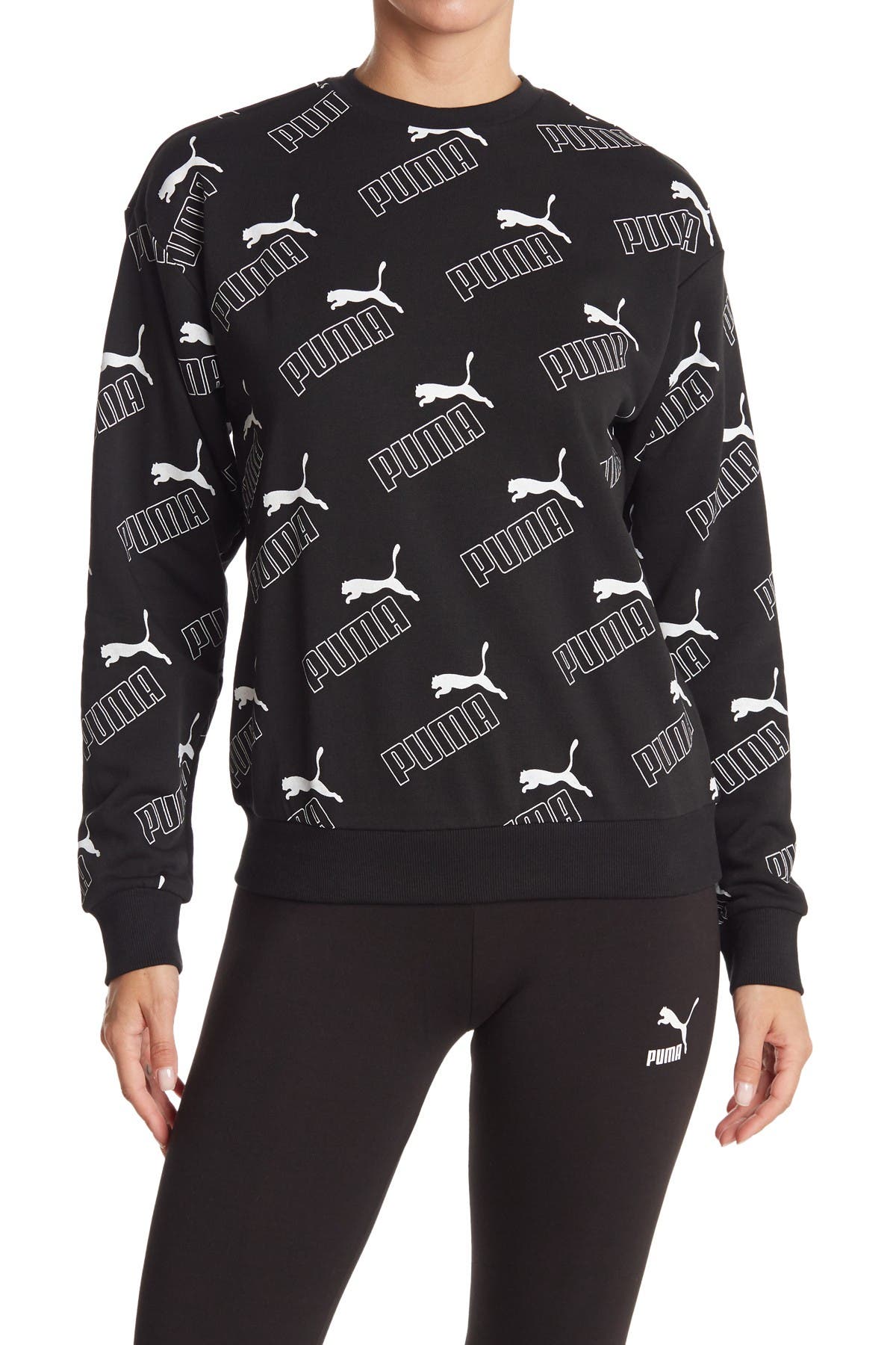 PUMA Amplified Allover Print Crew Neck Sweater | Nordstromrack