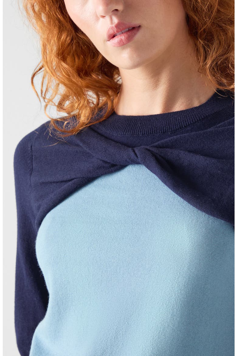 Aletta Colorblock Cotton & Merino Wool Twist Neck Sweater (Women ...