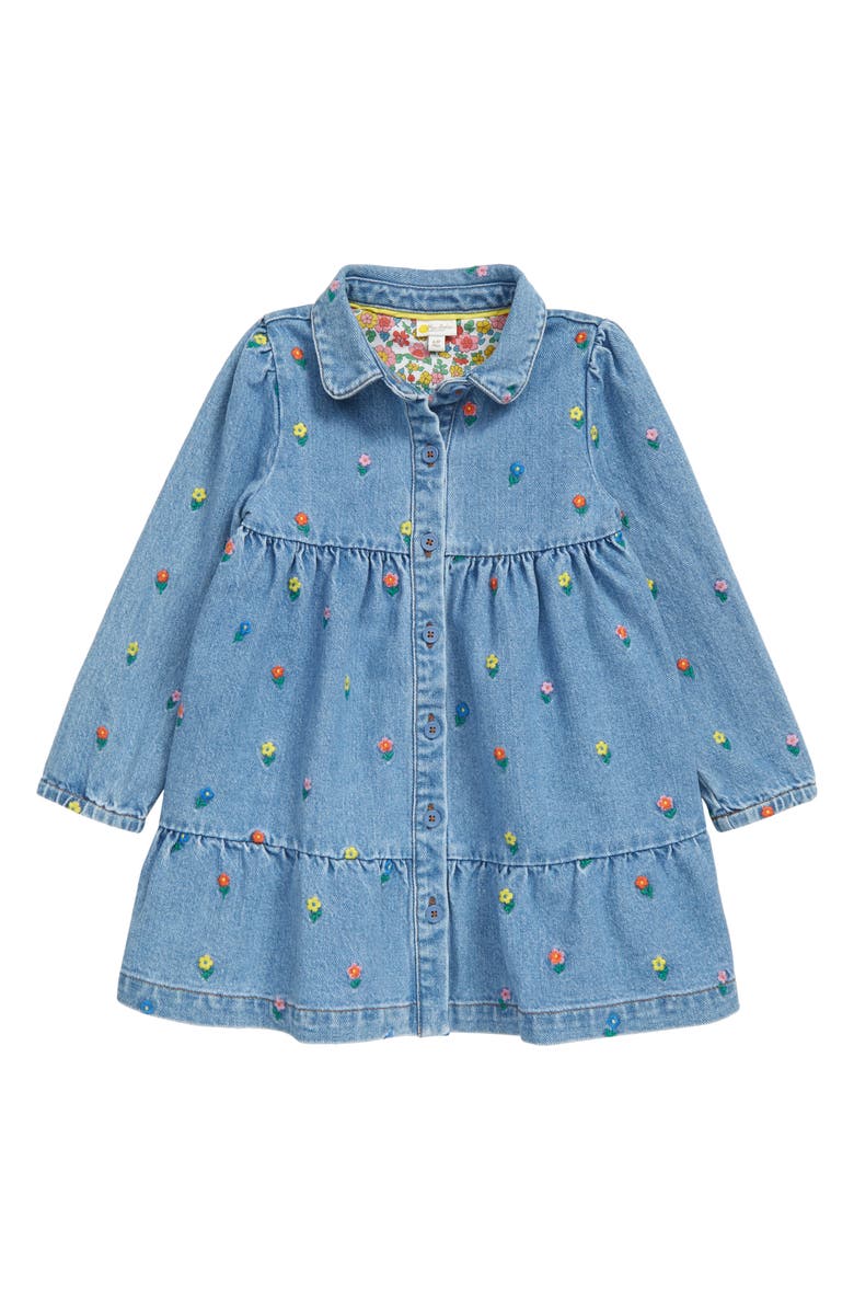 Mini Boden Kids' New Older Embroidered Floral Long Sleeve Denim Dress ...
