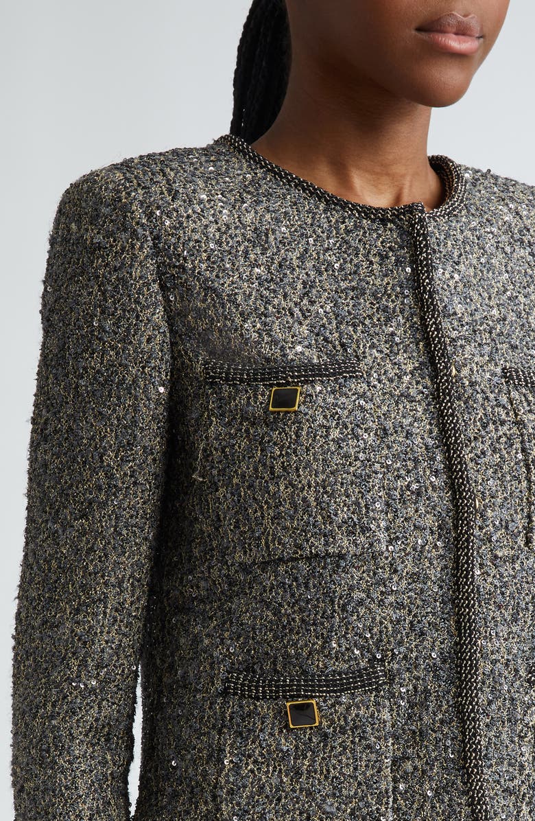 ST. JOHN Sequin Metallic Knit Crop Jacket | Nordstrom