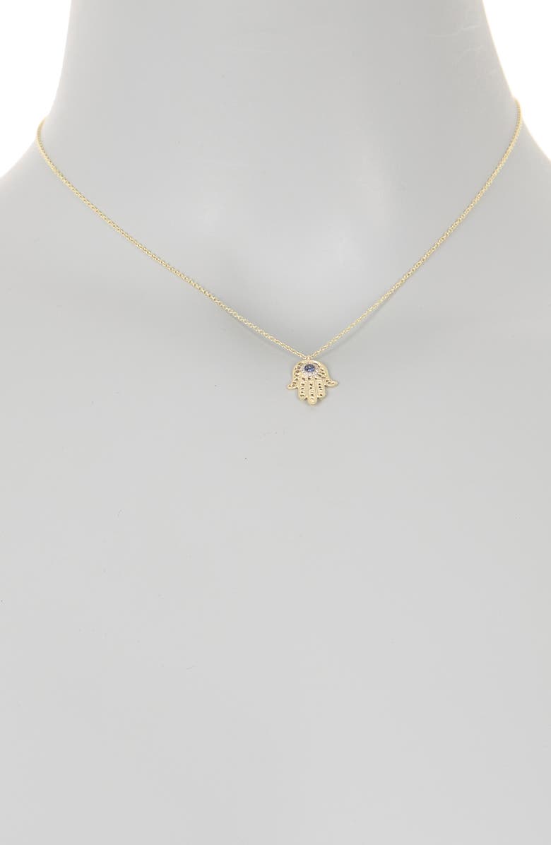 Meira T 14K Yellow Gold Pavé Diamond & Sapphire Hamsa Pendant Necklace ...