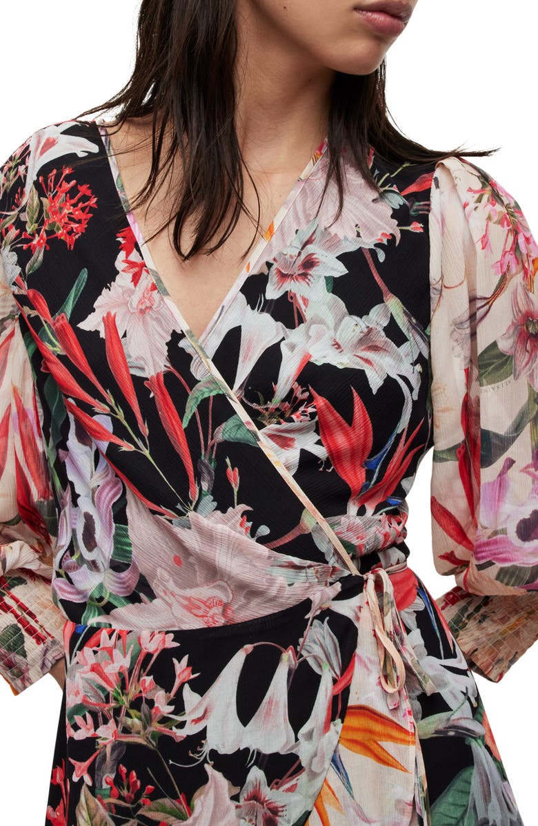 AllSaints Ari Leondra Floral Print Wrap Dress | Nordstromrack