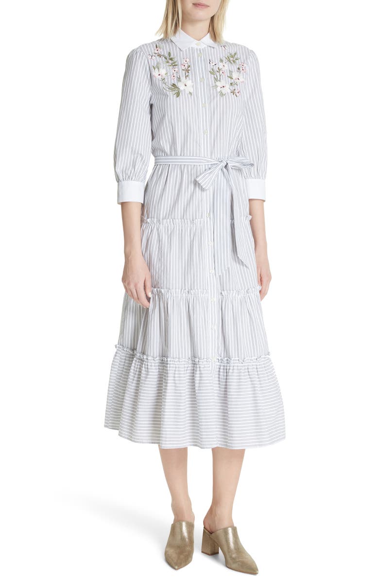 Kate Spade New York embroidered ruffle trim shirtdress | Nordstrom