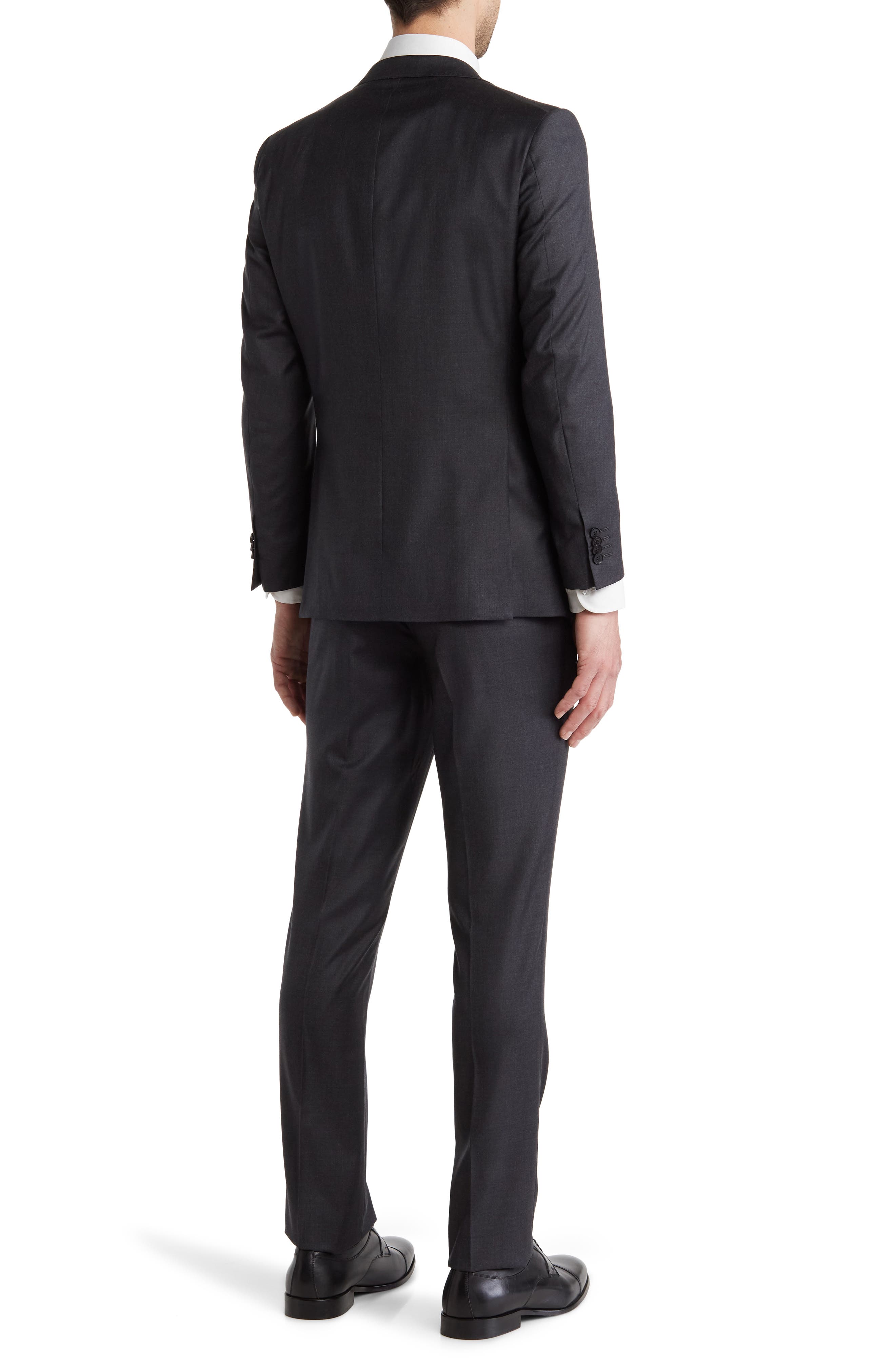 Cavalli Class Slim Fit Charcoal Solid Notch Lapel Wool Suit | Nordstromrack