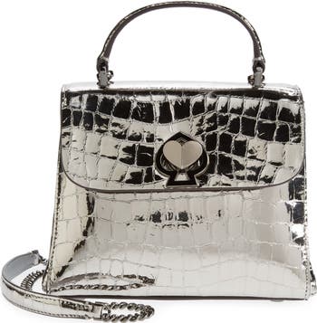 Kate Spade New York romy metallic croc-embossed leather top handle bag ...