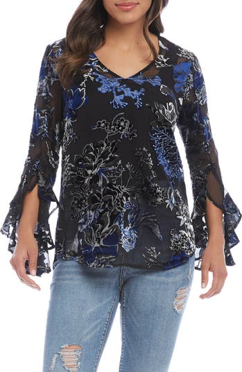 Karen Kane Ruffle Sleeve Burnout Top | Nordstromrack