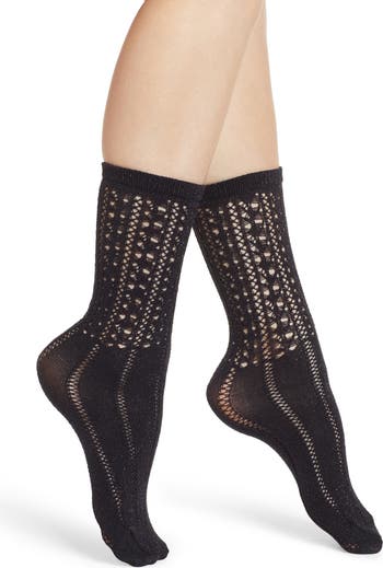Oroblu Metallic Openwork Crew Socks | Nordstrom